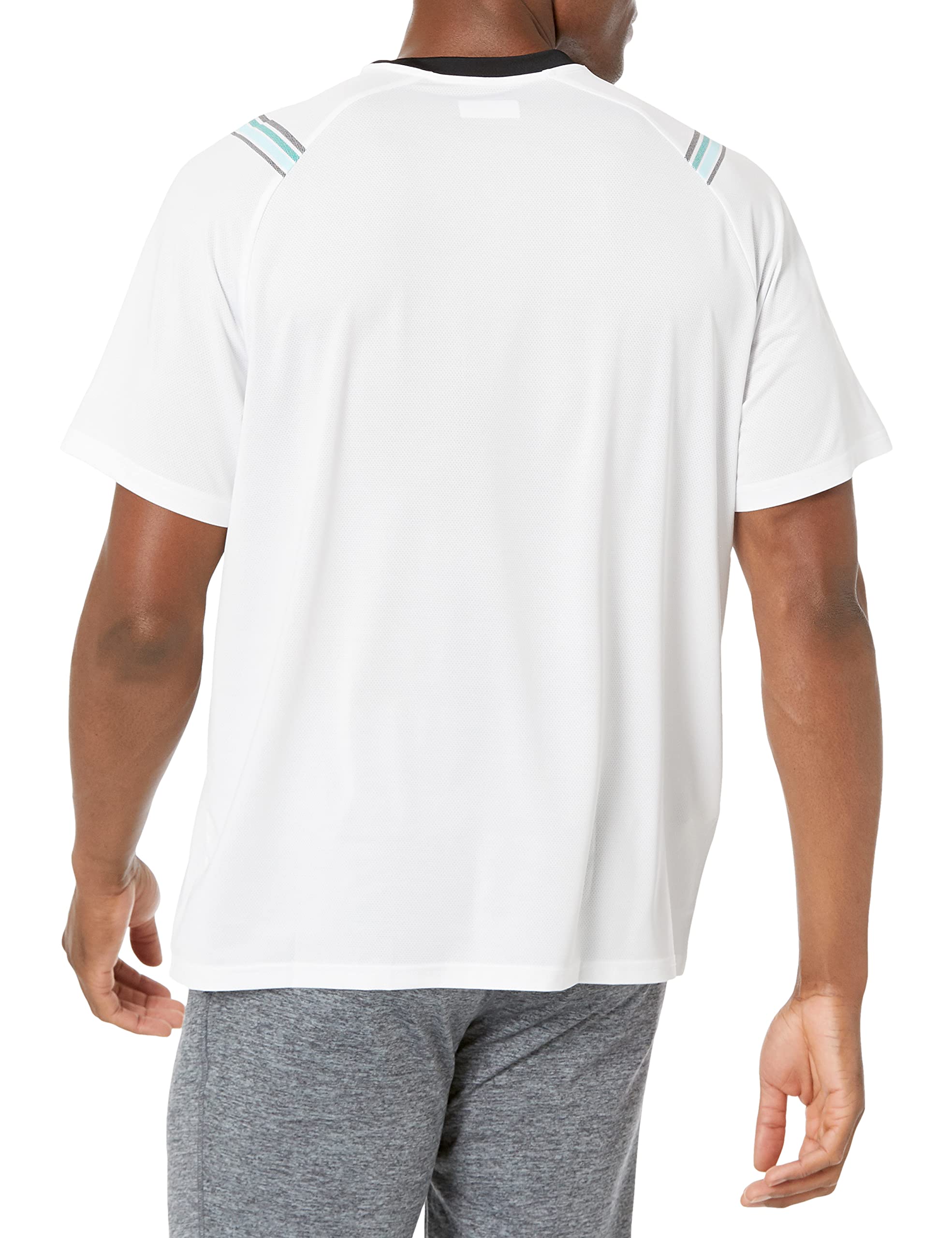 GRAND SLAM Men's Short Sleeve Retro Shoulder Stripe Shirt, Bright White, X Large
