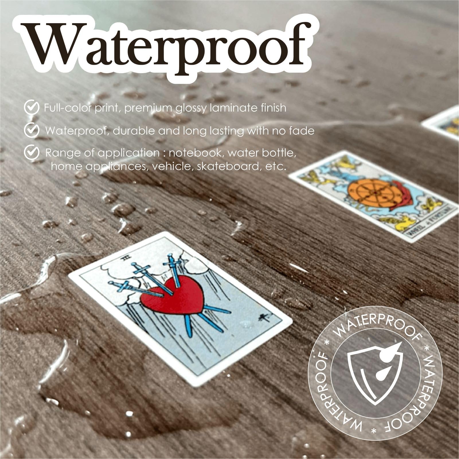Joyppy Mini Tarot Stickers for Journaling - 1008 PCS Tarot Card Stickers Based on Rider Waite Tarot Deck - 1.25" x 0.78" - Clear Printing & Glossy Finish – 4 Tarot Cheat Sheets Included