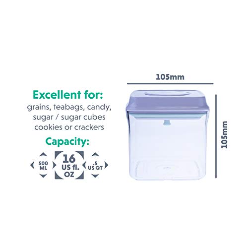 iChewie - BopTop (1pc - 500ml) Airtight Food Storage Container – Mechanical Silicone Seal Canister - BPA-Free - 0.5Qt