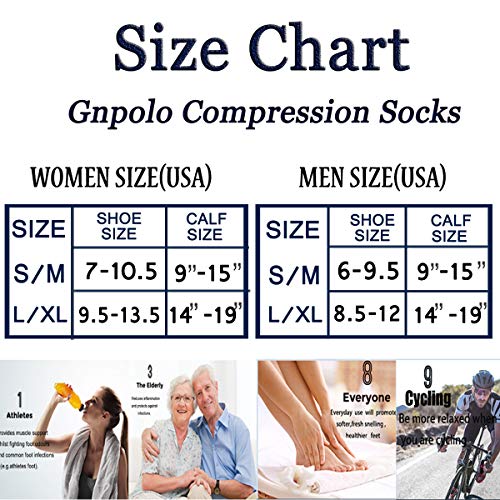 Gnpolo Graduated Compression Socks Men Women 3 Pairs Nurse Pregnancy Sport Medical Travel