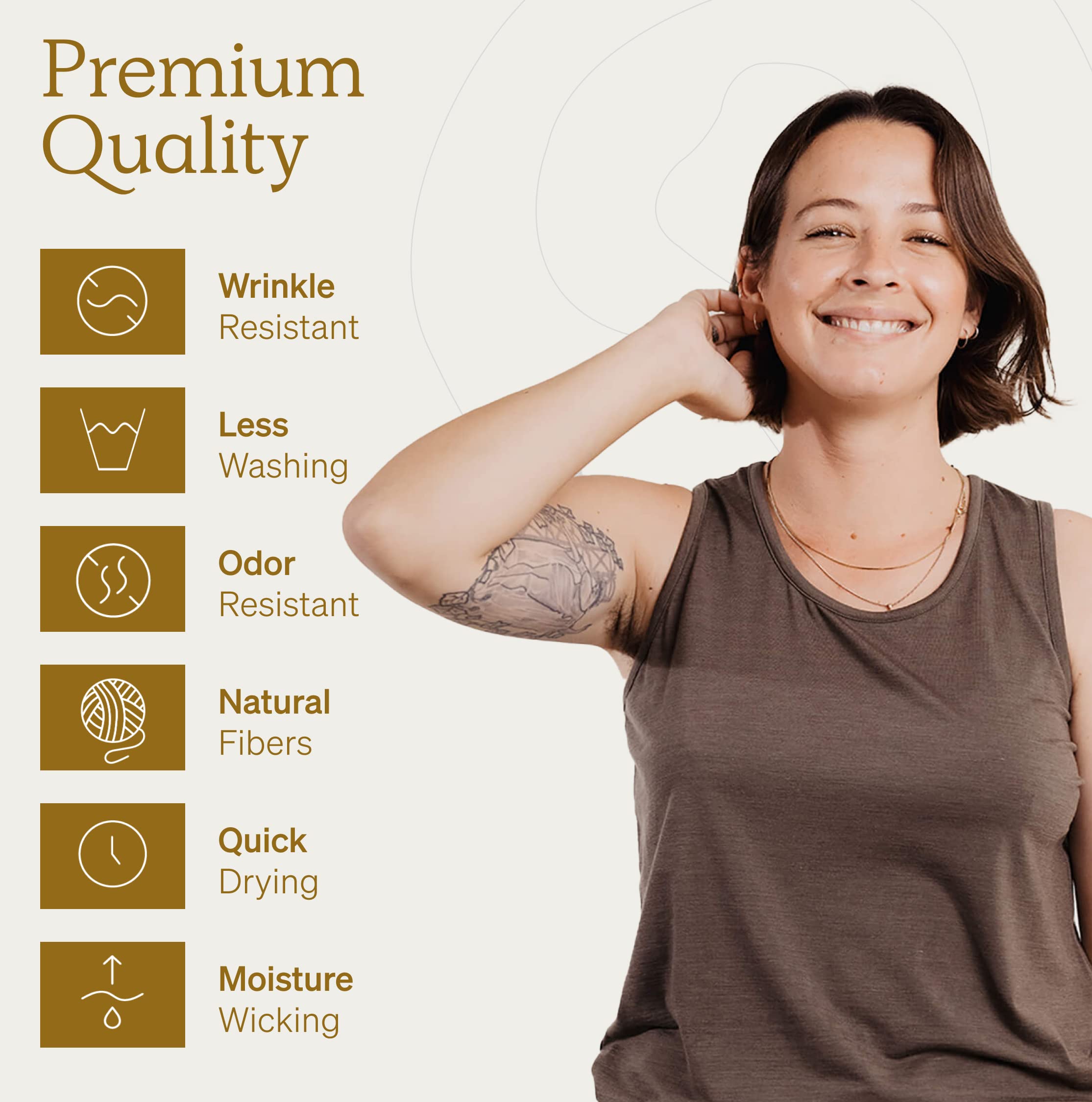 Nui Organics Merino Wool & Tencel Tank Top Women, Base Layer, Ultra Soft Natural Fabric, Breathable Year-Round Comfort.