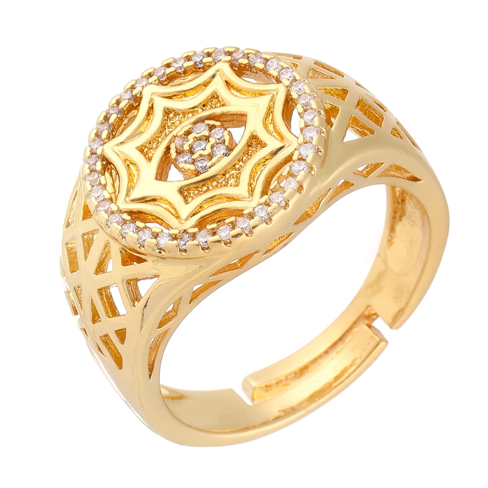 Itcoery Women's Evil Eye Signet Ring Inlaid Zirconia Hip Hop Round Gold Stackable Band Rings