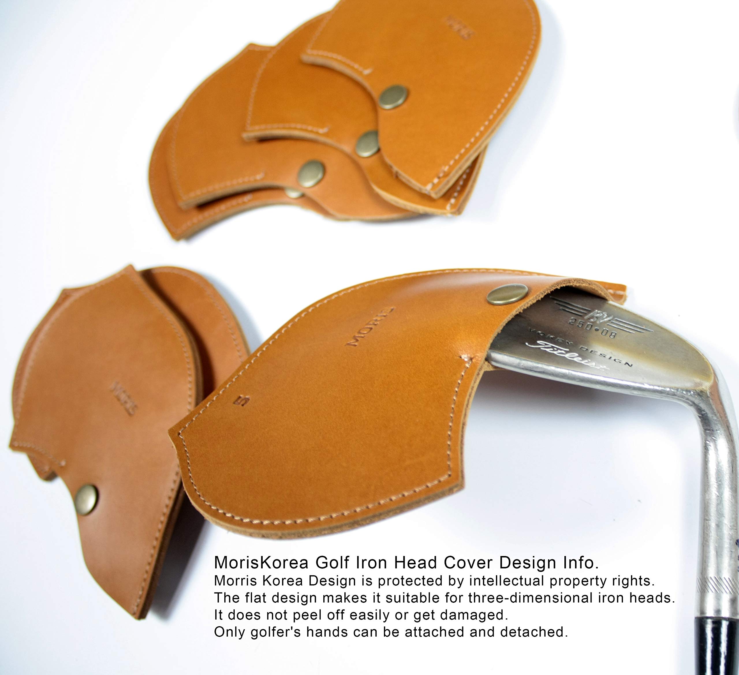 Golf club Head cover (1pcs) custom initial Wedge Iron Protective cowhide full grain Vegetable Leather Fit All Brands Titleist, Callaway, Ping, Taylormade, Cobra Etc. 1ea NOT SET. (CAMEL,, 16)