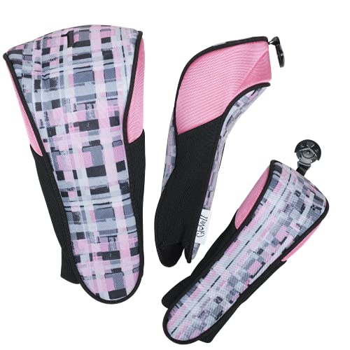 Glove It Golf Club Covers for Women, Set of 3 Numbered Ladies Golf Head Covers for Hybrid, Wood & Driver Clubs, Extra Protection, Pixel Plaid