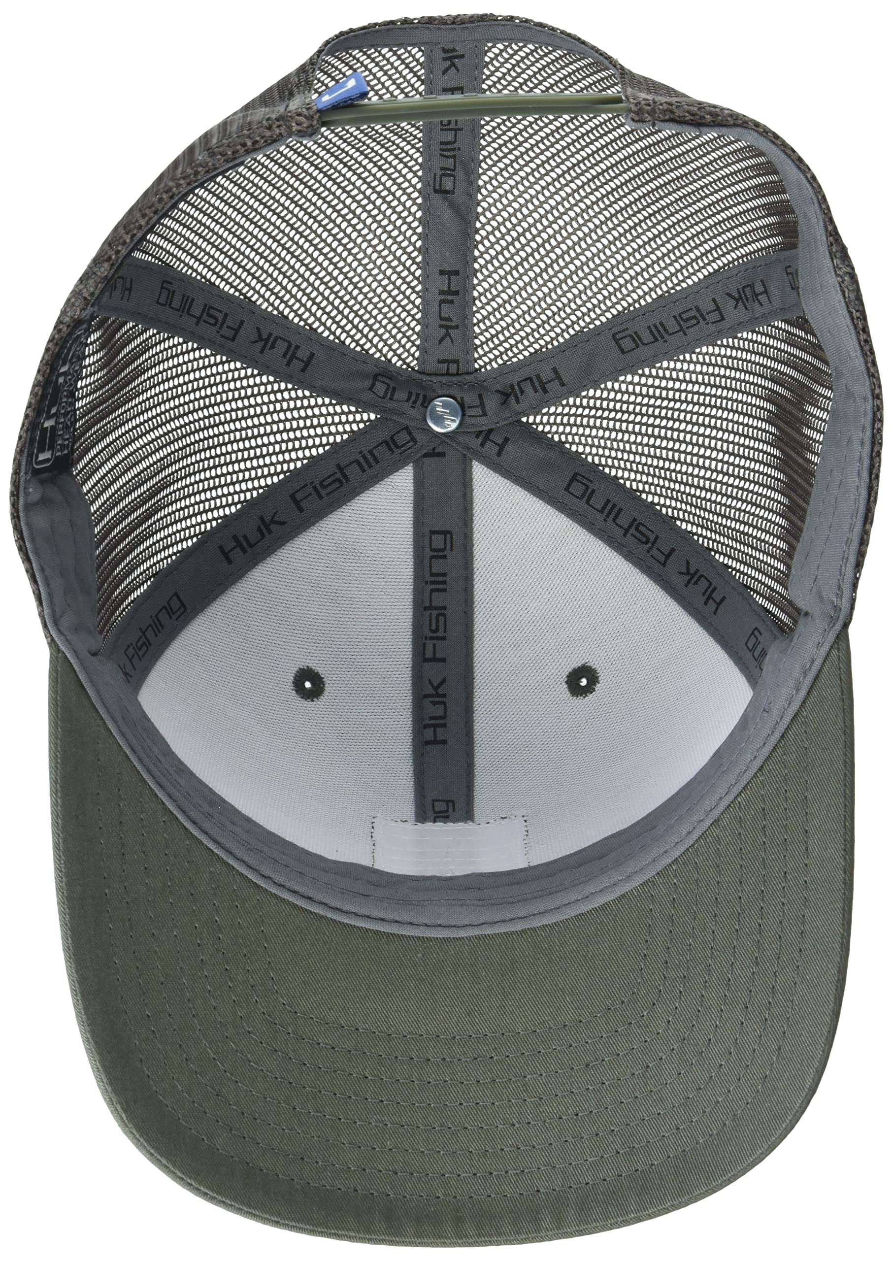 HUK mens Mesh Trucker Snapback Hat | Anti-Glare Fishing Hat, Bold Patch - Volcanic Ash
