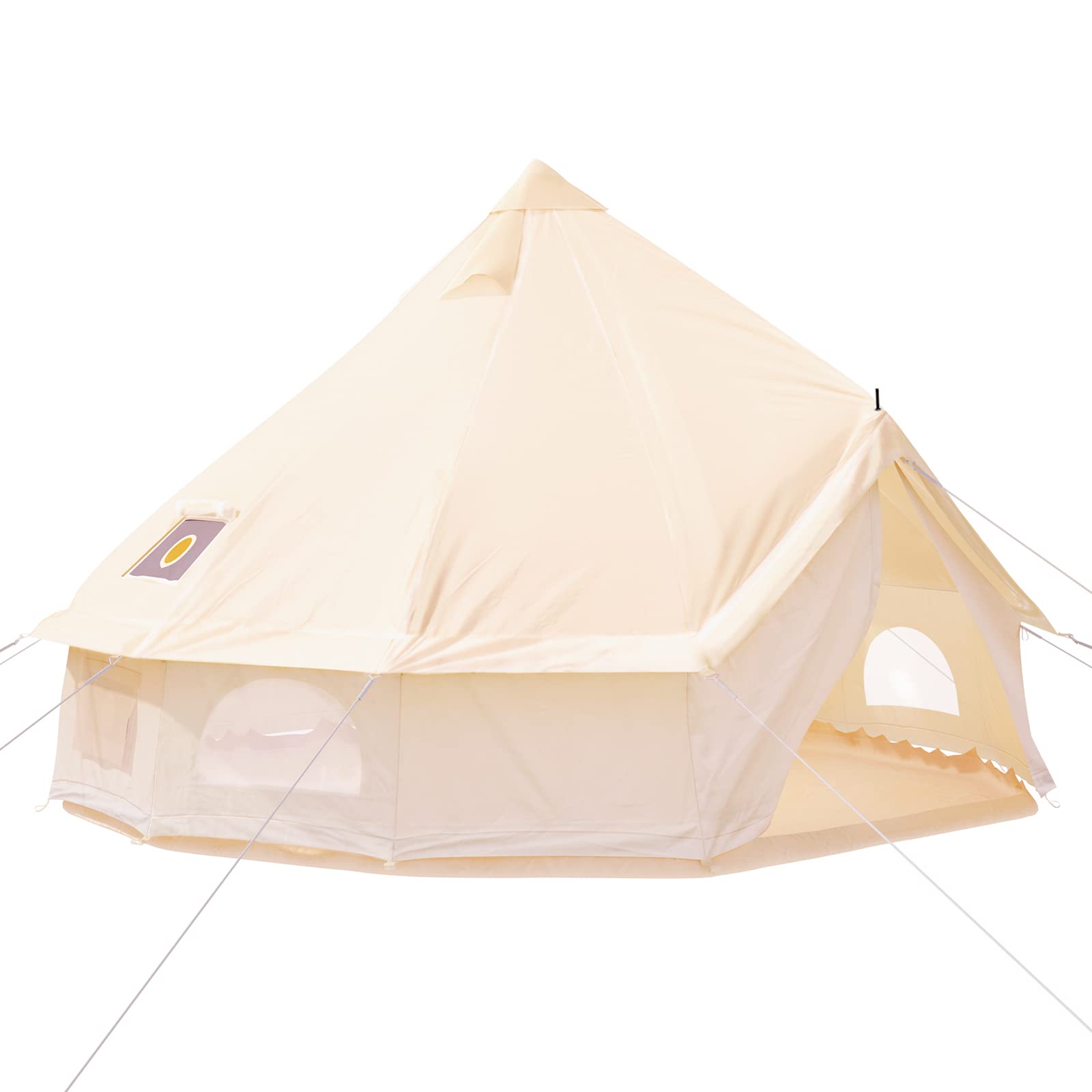 Happybuy Canvas Bell Tent, Waterproof & Breathable 100% Cotton Retro and Luxury Yurt with Stove Jack, 16.4ft / 5m Diameter, Large Canopy Used in 4 Seasons, for Family Camping, Outdoor Glamping, Party