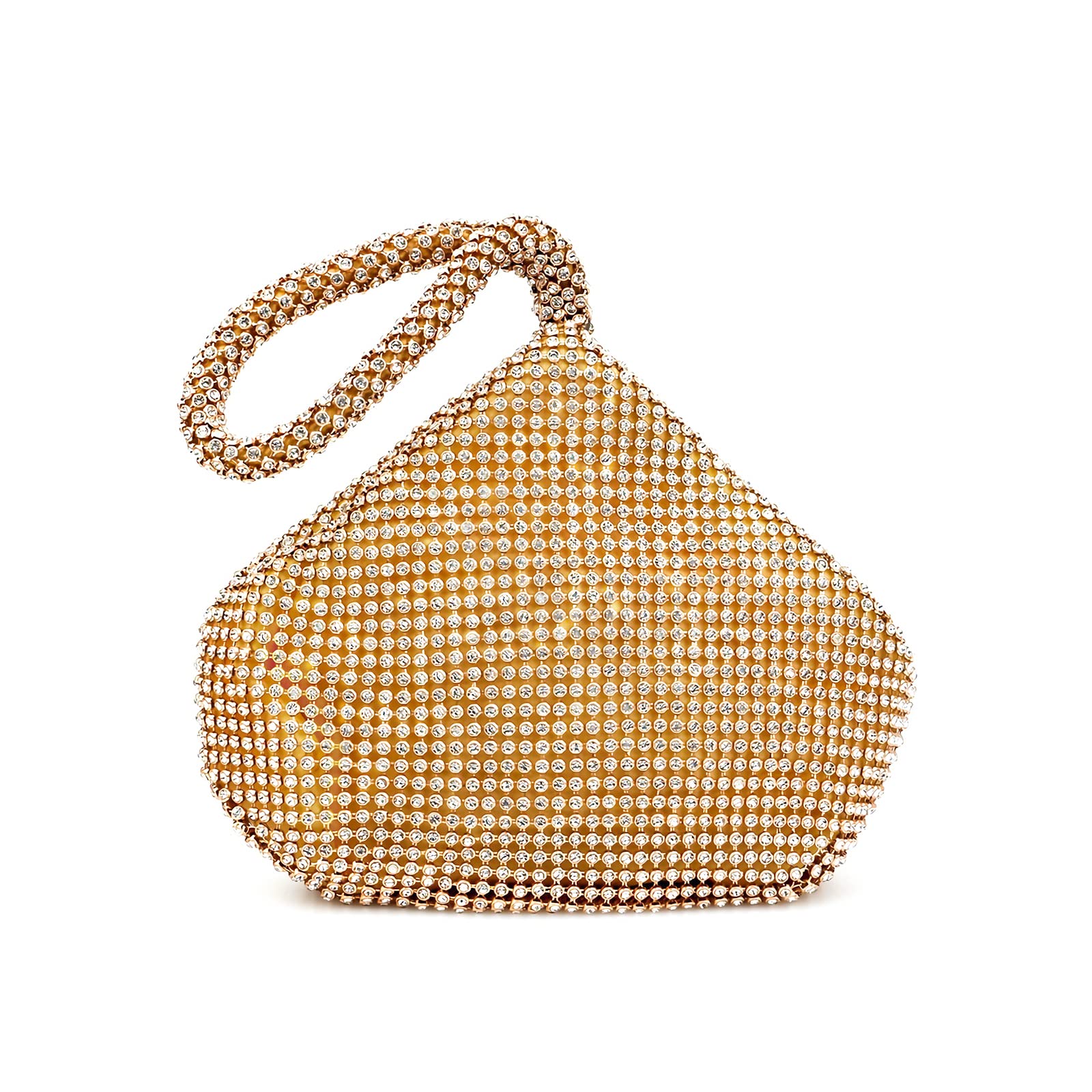 JAMBHALA Women Evening Clutch Bag Small Triangle Rhinestone Bling Wrist Purses for Party Wedding (Glod)