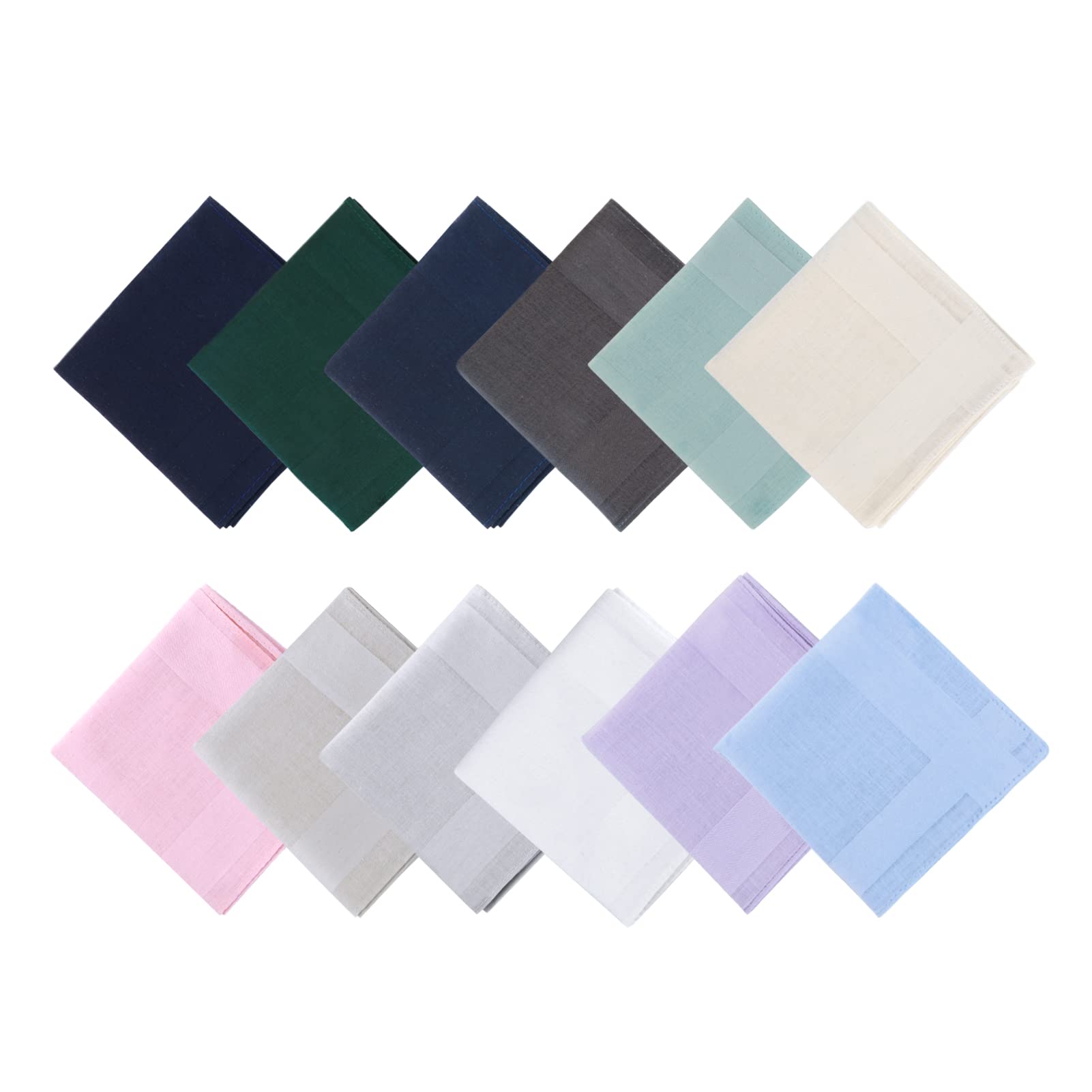 HOULIFE Men's Cotton Handkerchiefs, Solid Color 60S Soft Cotton Hankies for Men Women 6/12PCS 15.7"×15.7" (Pink, 12 PCS)