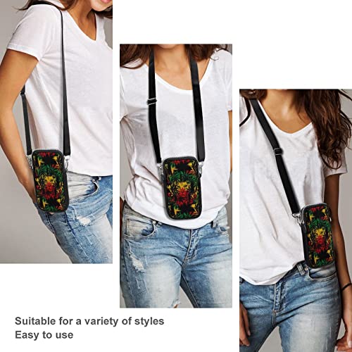 Jamaica Rasta Lion Cell Phone Purse Lightweight Cross-body Shoulder Bag Card Wallet for Women Men