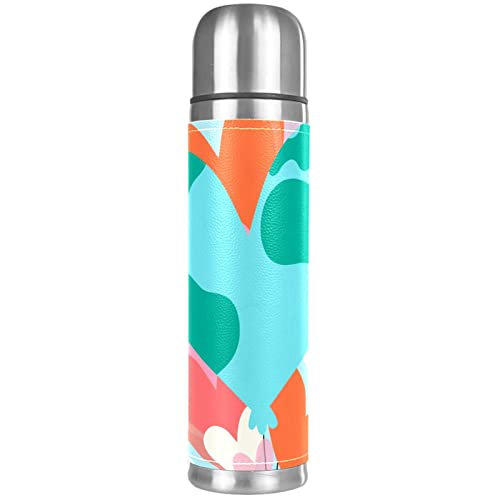 Heart Shaped Balloons Stainless Steel Coffee Thermos, Double Walled Insulated Water Bottle for Outdoor Sports, Office, Car (17 OZ/500ML)