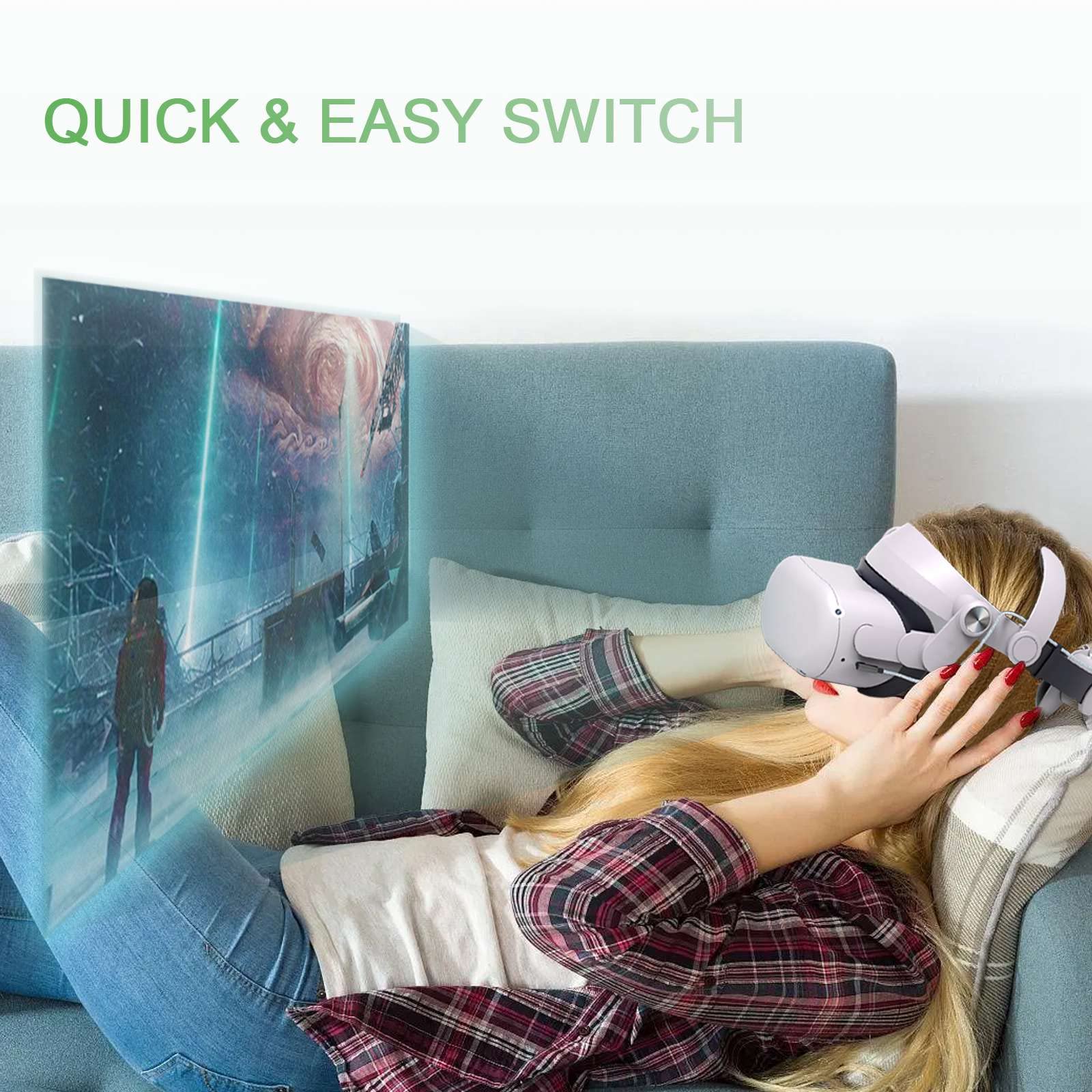 Head Straps for Oculus Quest 2 with T2 Power, Magnetic Connection Adjustable Elite Strap Replacement for VR Headset, Enhanced Support and Reduce Pressure Oculus 2 Accessories for Children and Adults