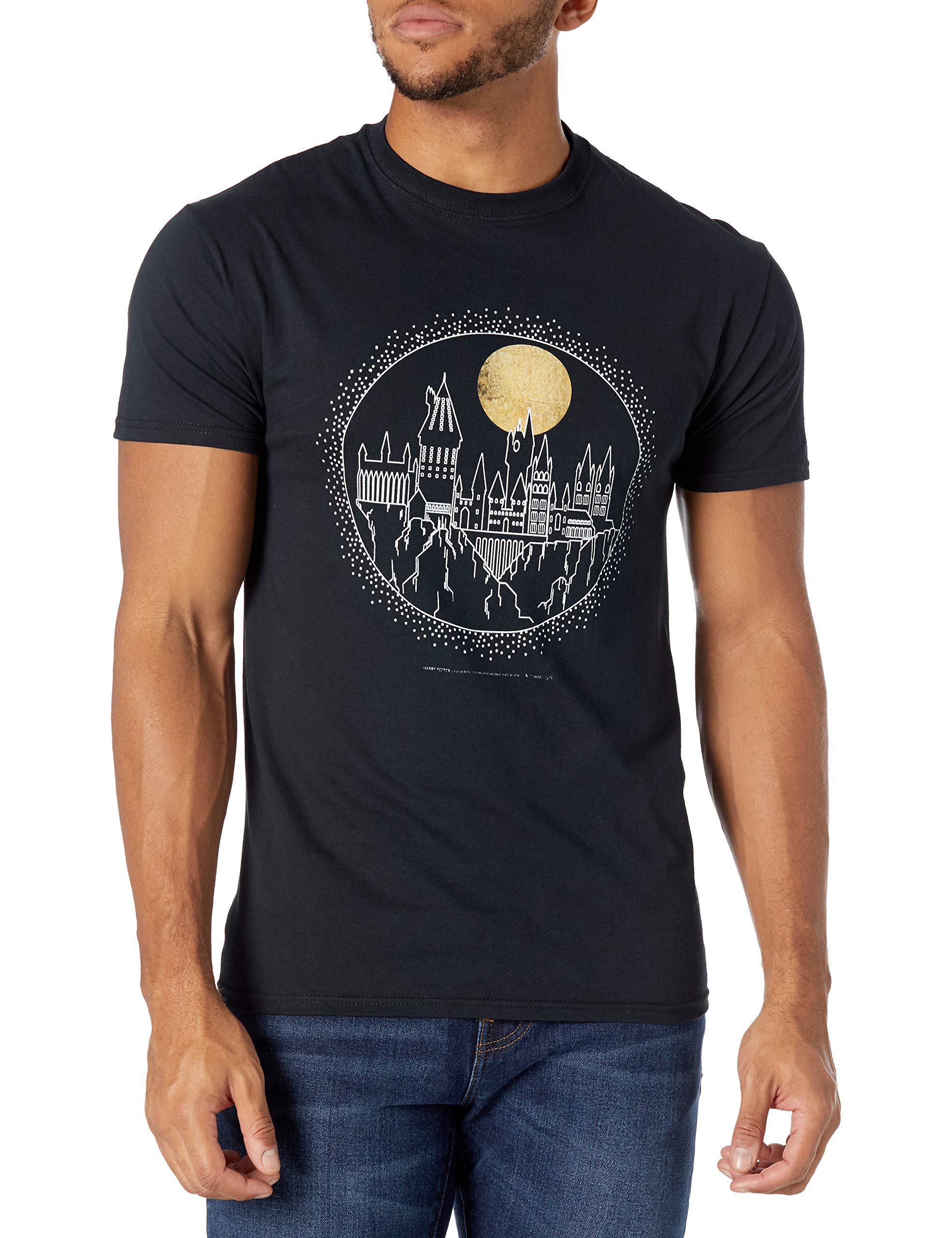 Harry Potter Men's Hogwarts Line Art, Black, Medium