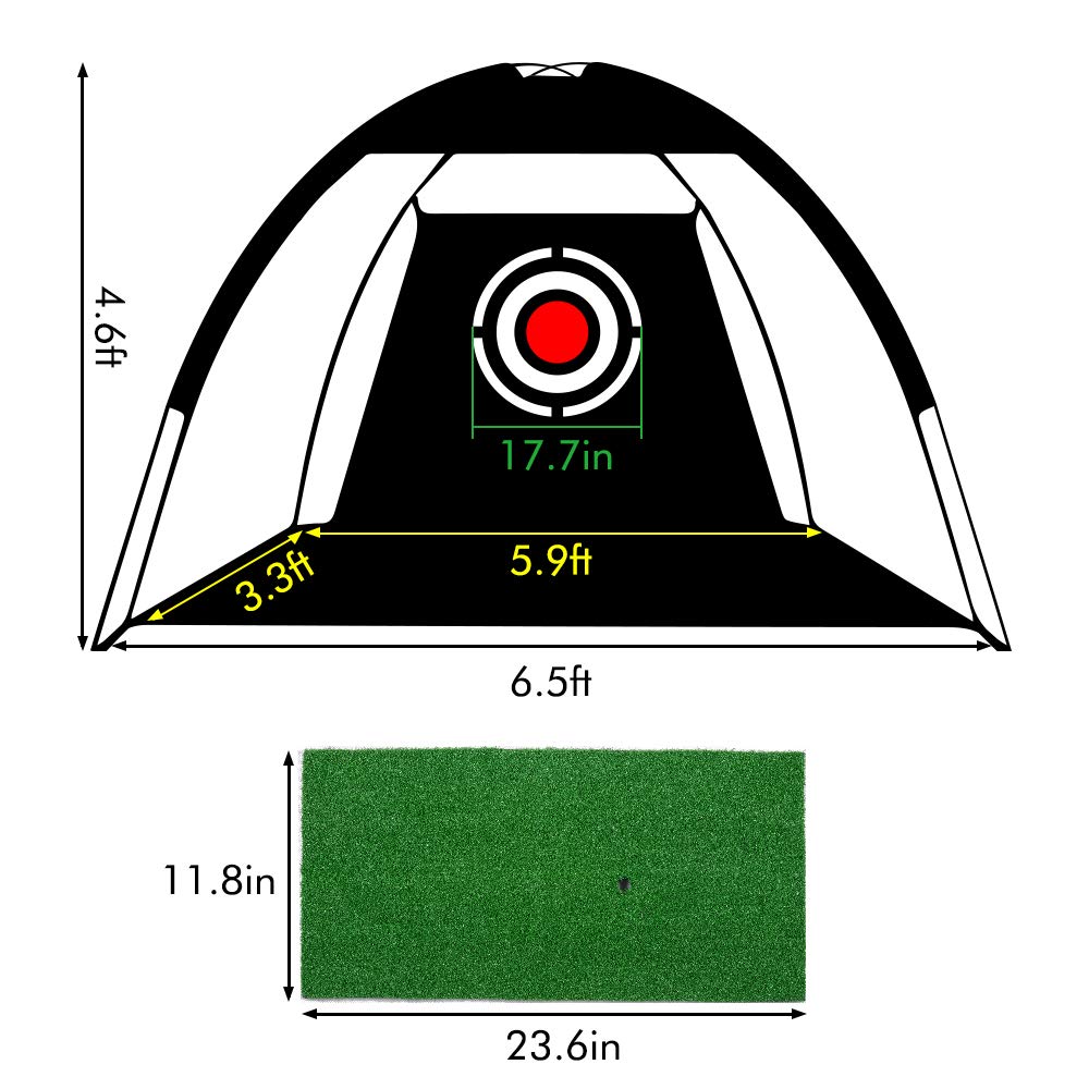 Golf Practice Net Golf Hitting Nets, Golf Training Net with Target Bundles for Backyard Swing Hitting Chipping, Grass Mat, Golf Tees, 6 Golf Balls and Carry Case Indoor Outdoor Use, 6.5X4.6X3.3ft