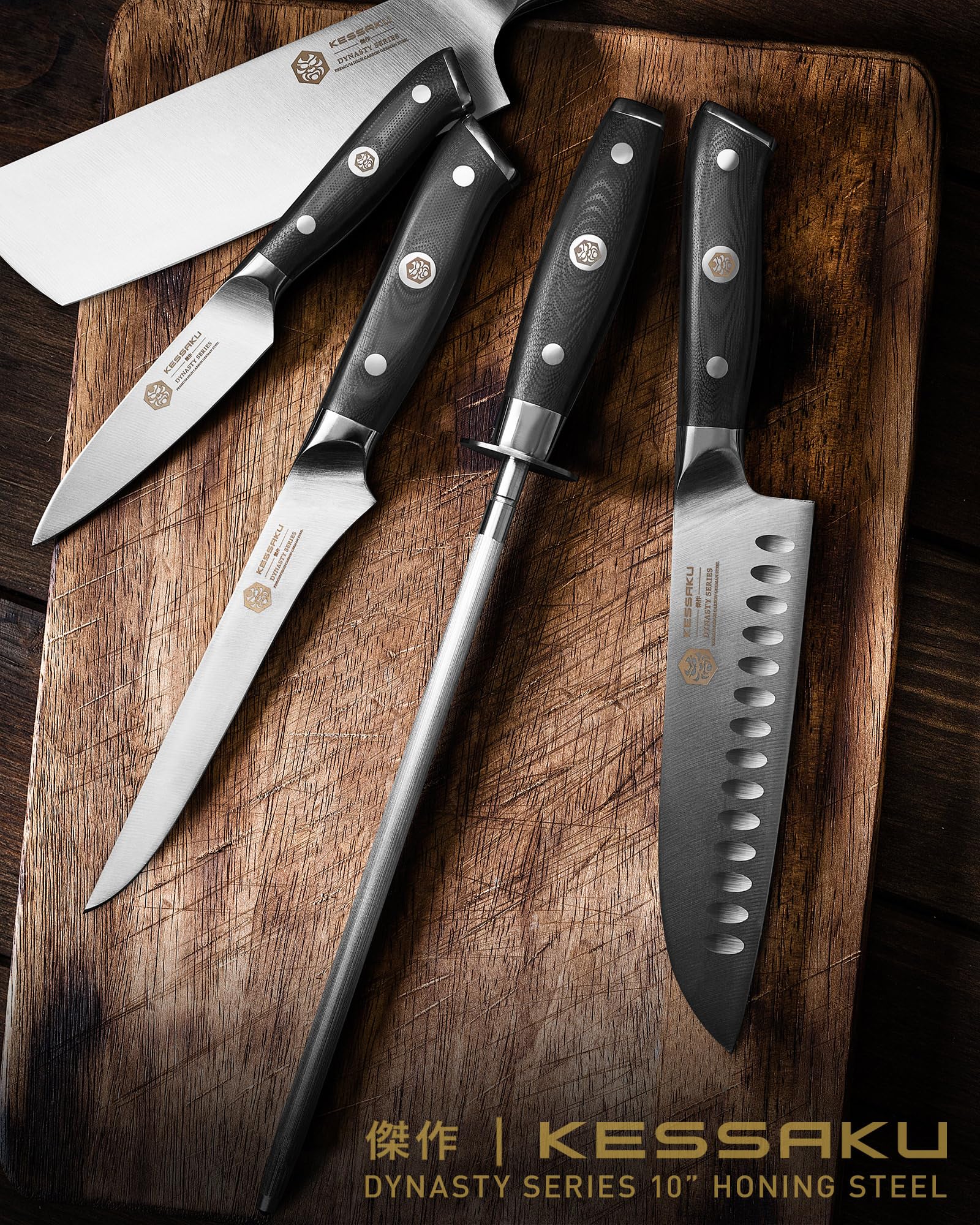 KESSAKU Mini Santoku Knife - 5 inch - Dynasty Series - Razor Sharp Kitchen Knife - Forged ThyssenKrupp German High Carbon Stainless Steel - G10 Garolite Handle with Blade Guard