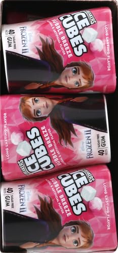 ICE BREAKERS Ice Cubes Bubble Breeze Sugar Free Chewing Gum Bottles, 3.24 oz (6 Count, 40 Pieces)
