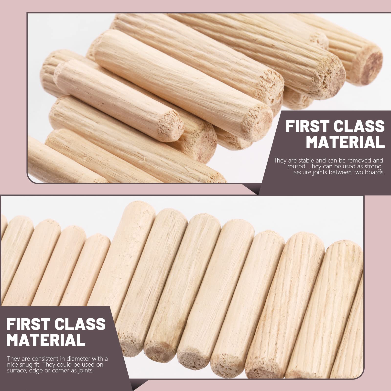 Hilitchi 900Pcs 6mm 8mm 10mm L Fluted Wood Dowel Pins & 1/4β 5/16β 3/8" L Fluted Wood Dowel Pins