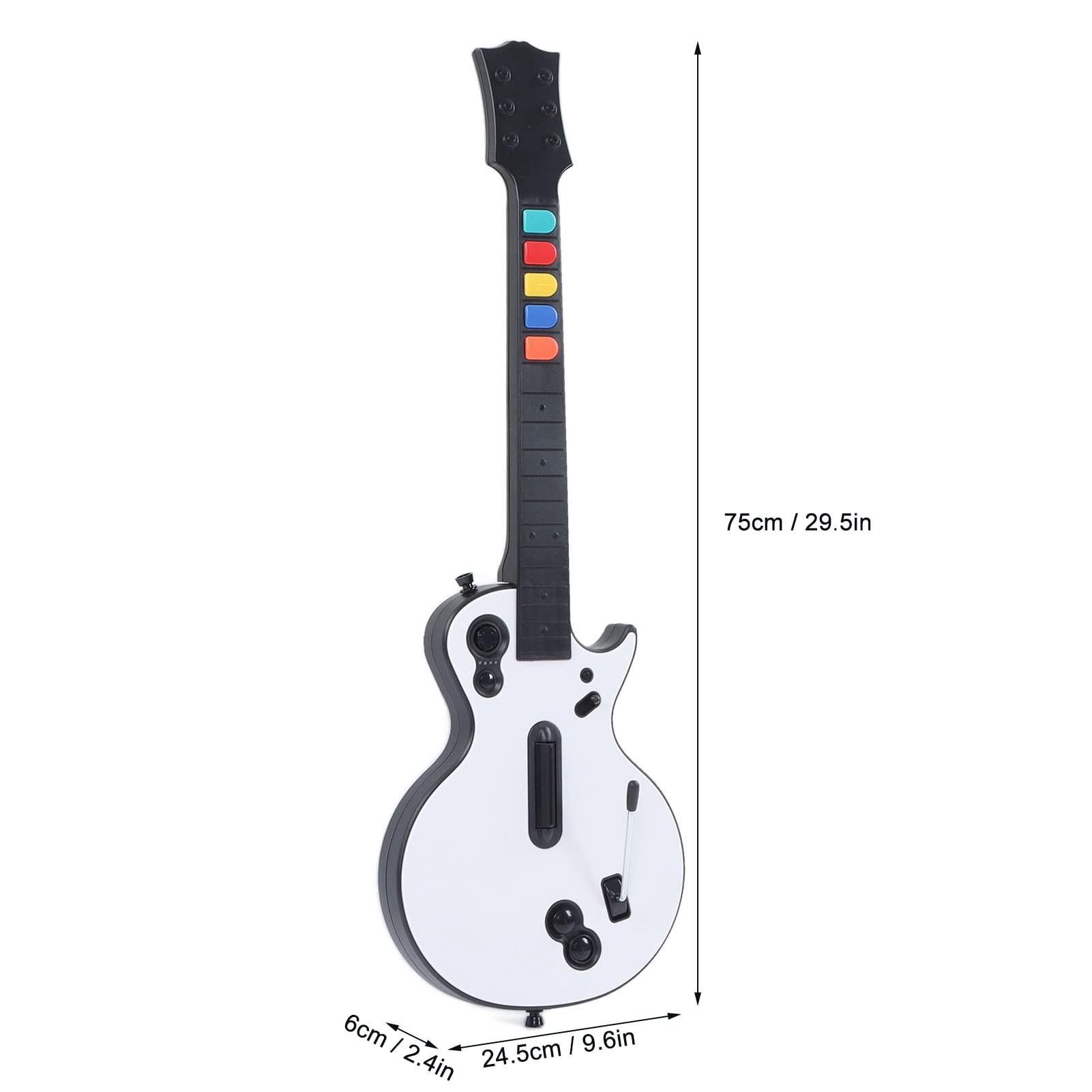 Keenso Guitar Hero Guitar,5 Button Wireless 2.4G USB Port PC Guitar Controller Accessories for PS3 (White), Keensofv37xi4wd9-11