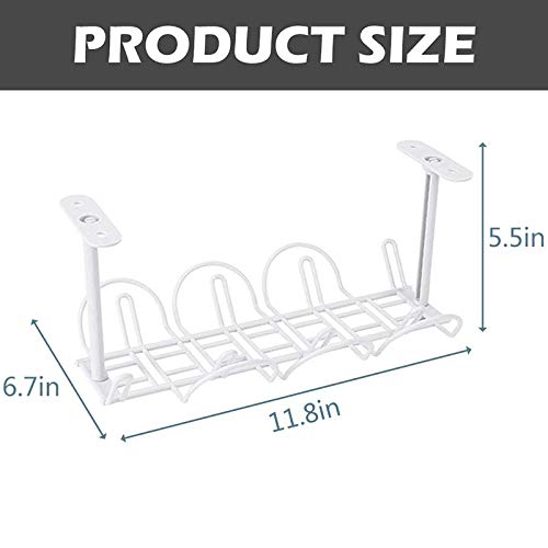 LILYRIN Desk Tray Wire Cable Tray Organizer for Office & Home, White