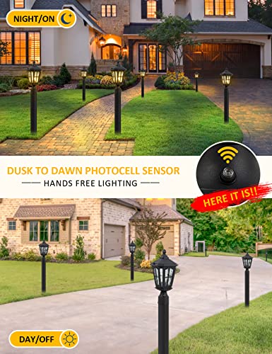 GYDZ Post Light Outdoor with 3-Inch Pier Mount Base, 17''H Exterior Post Light Fixture,Waterproof IP65 Classic Die Cast Aluminum with Water Ripple Glass, E26 Base 60W Max,Matte Black