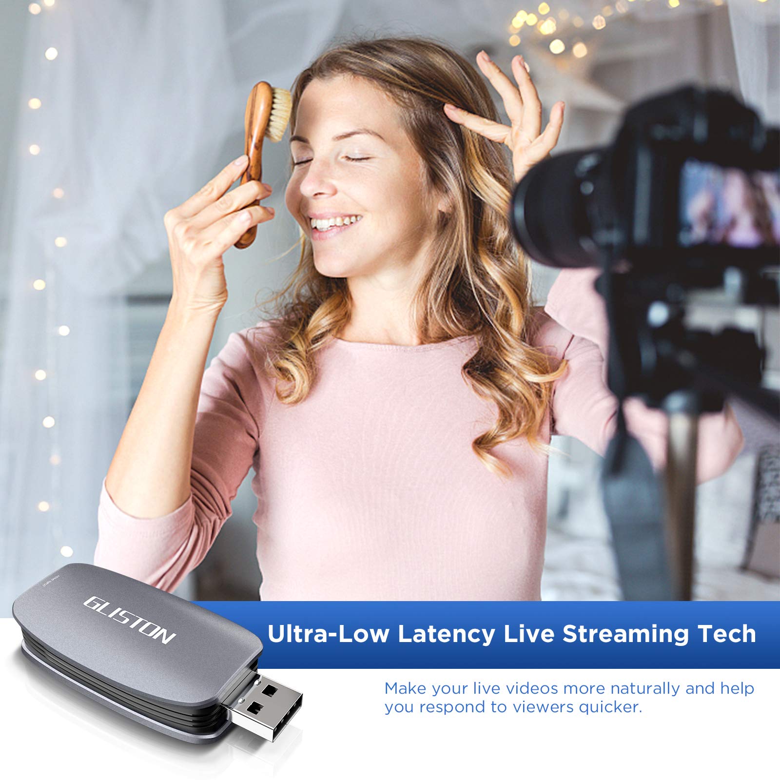 GLISTON Audio Video Capture Card, USB 2.0 30FPS HDMI Capture Card for Gaming, Streaming, Teaching, Video Conference, Broadcasting or Facebook Portal TV Record