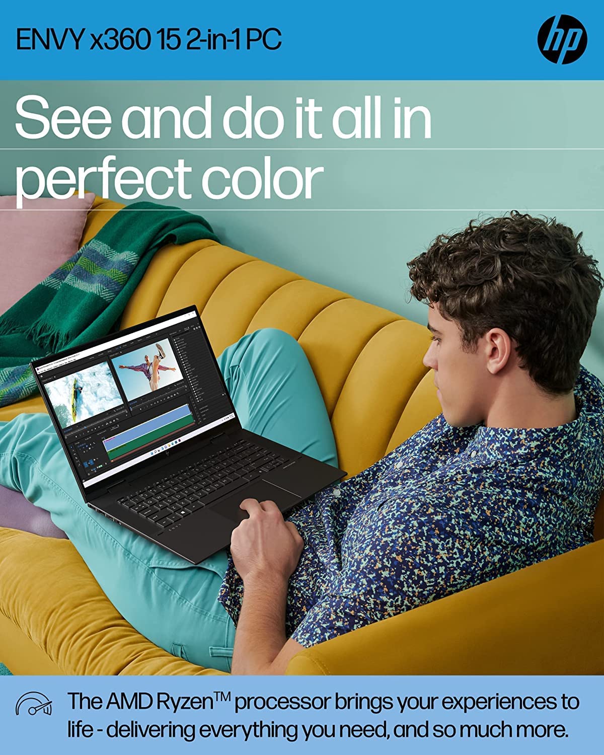 HP 2023 Newest Envy x360 Convertible 2-in-1 Laptop, 15.6" FHD Touchscreen Display, AMD Ryzen 7 5825U Processor, 16GB RAM, 1TB SSD, AMD Radeon Graphics, Fingerprint Reader, Windows 11 Home, Black