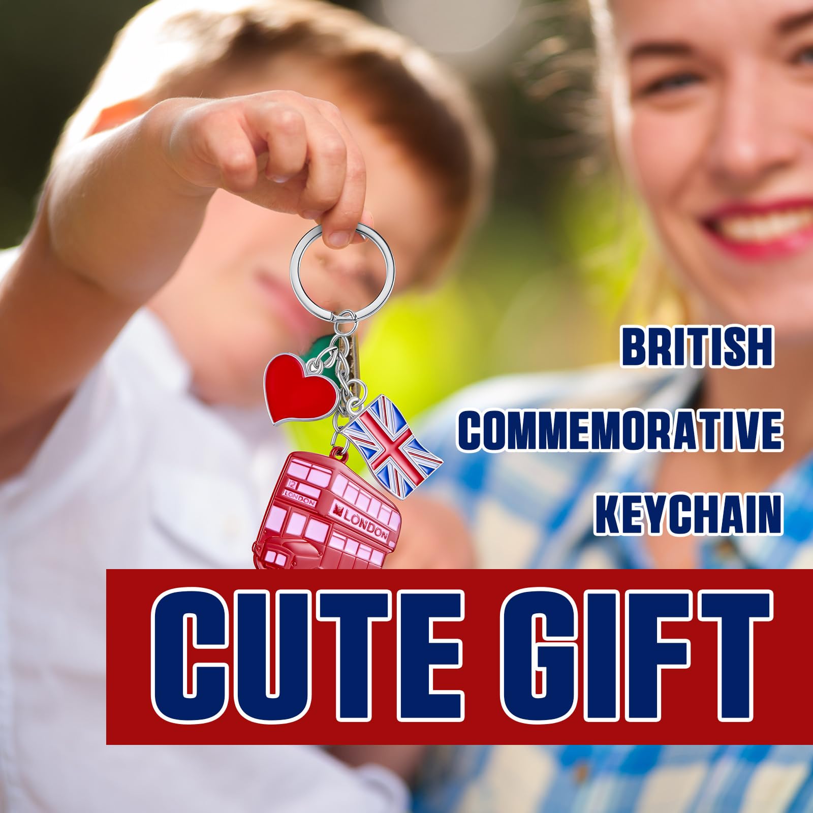 Inbagi 20 Pcs London Souvenir Keychains Bulk British Gift Key Rings for Christmas Decoration Ornaments Prize Multi Style