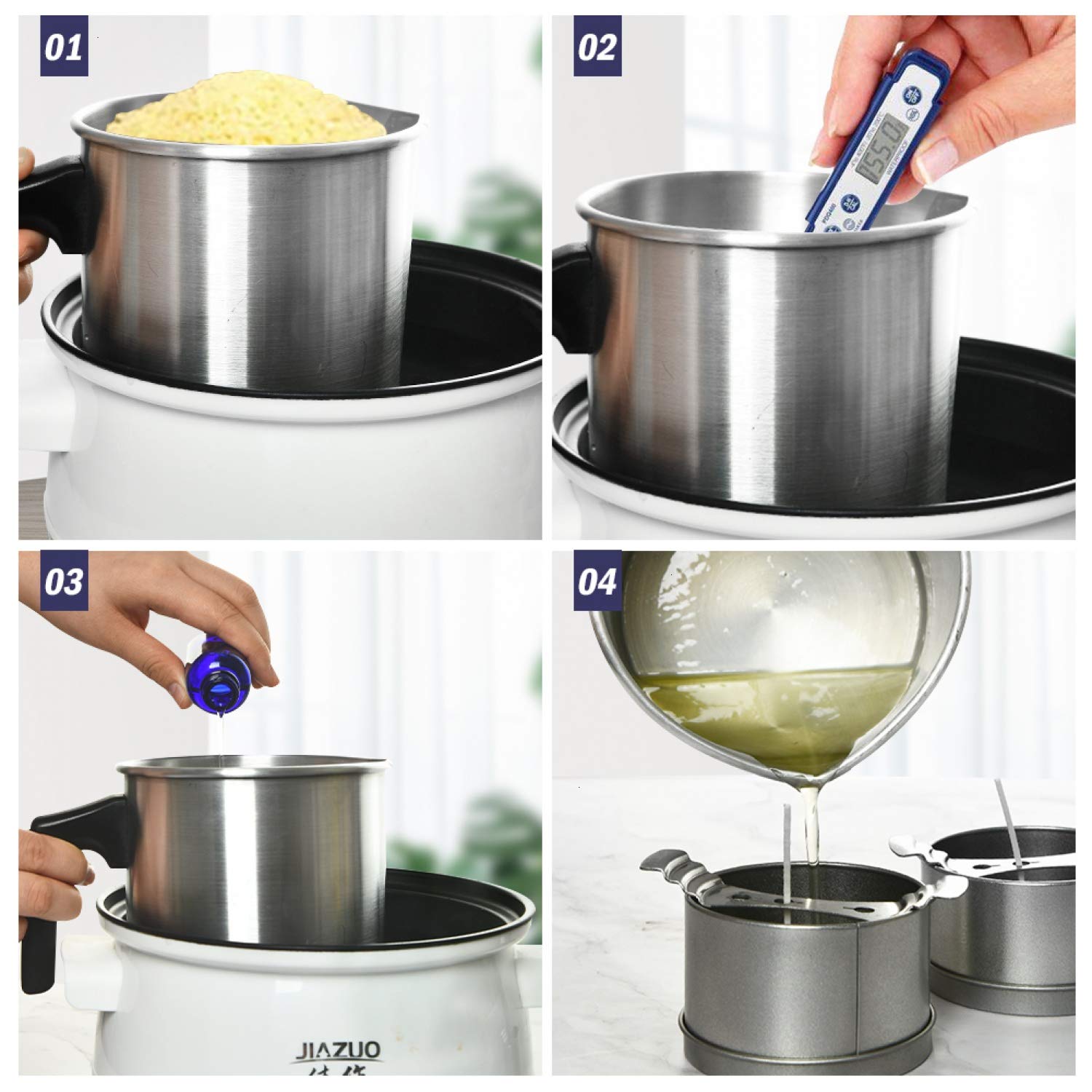 Gonioa 2 Pounds Candle Making Pouring Pot, Wax Melting Pot with Dripless Pouring Spout & Heat-Resisting Handle, Pitcher for Making Candles, Soap, Chocolate or Use in The Kitchen