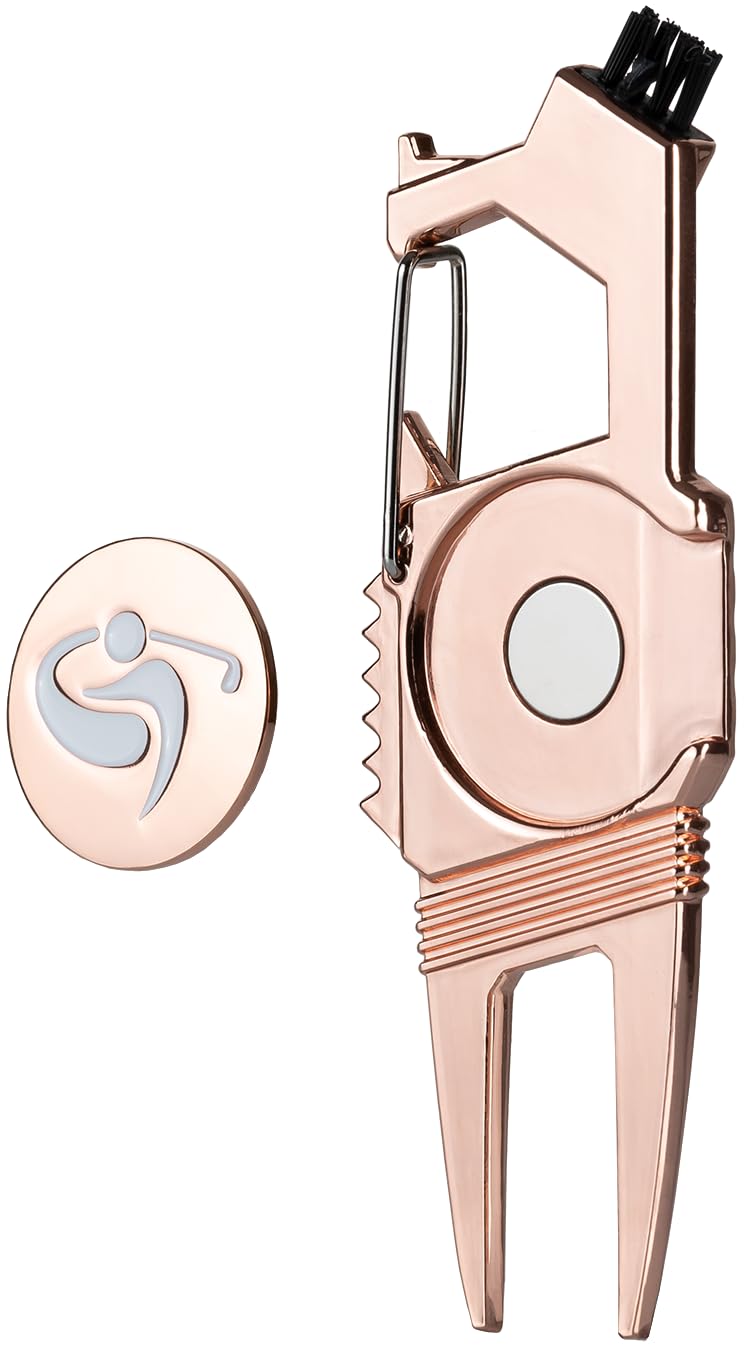 Golf Divot Tool with Golf Ball Marker and Golf Tees 3 1/4 inch - Golf Gifts for Men - Golf Accessories for Women