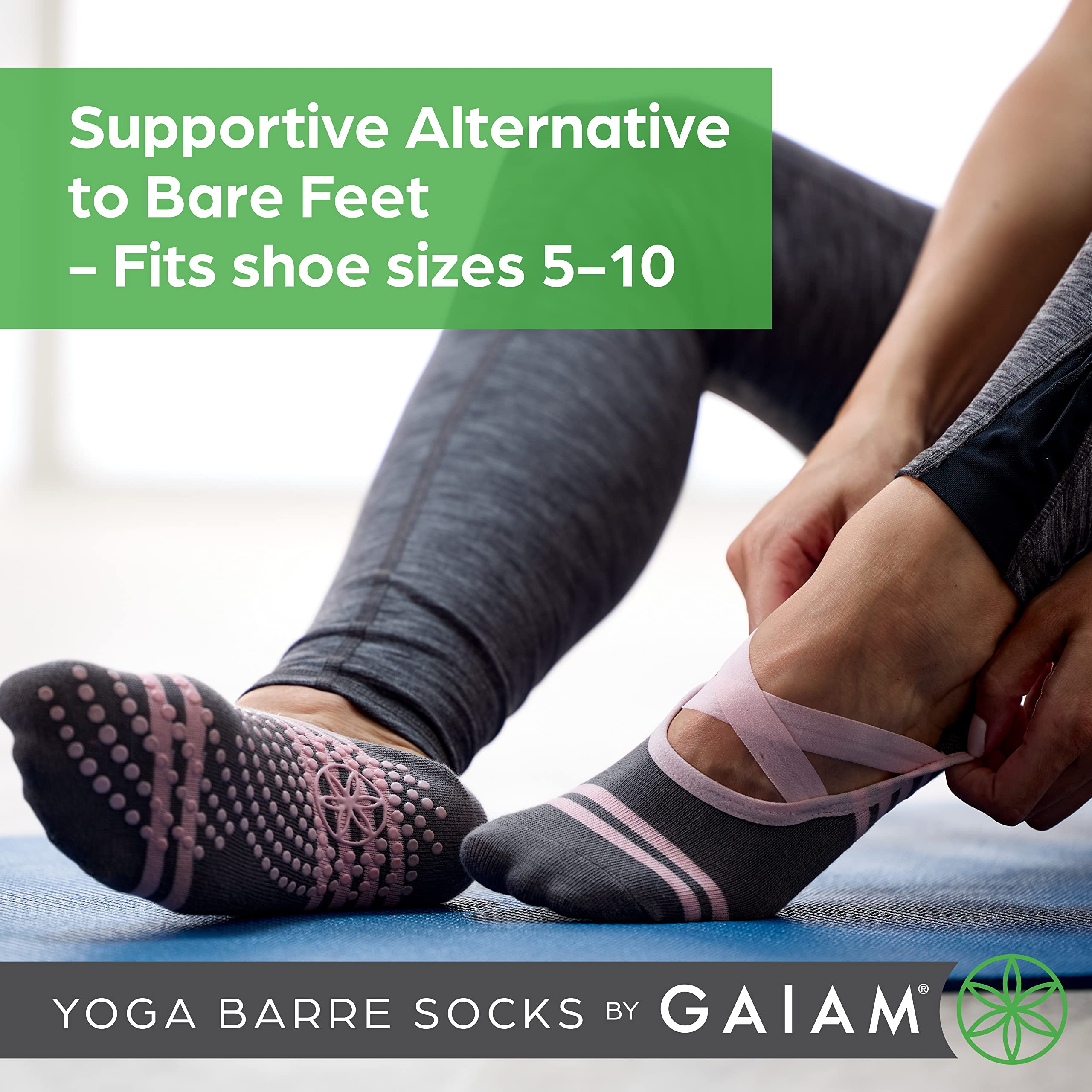 Gaiam womens Gaiam Yoga Barre Socks Folkstone 2pk, Folkstone (2-pack), 1 US