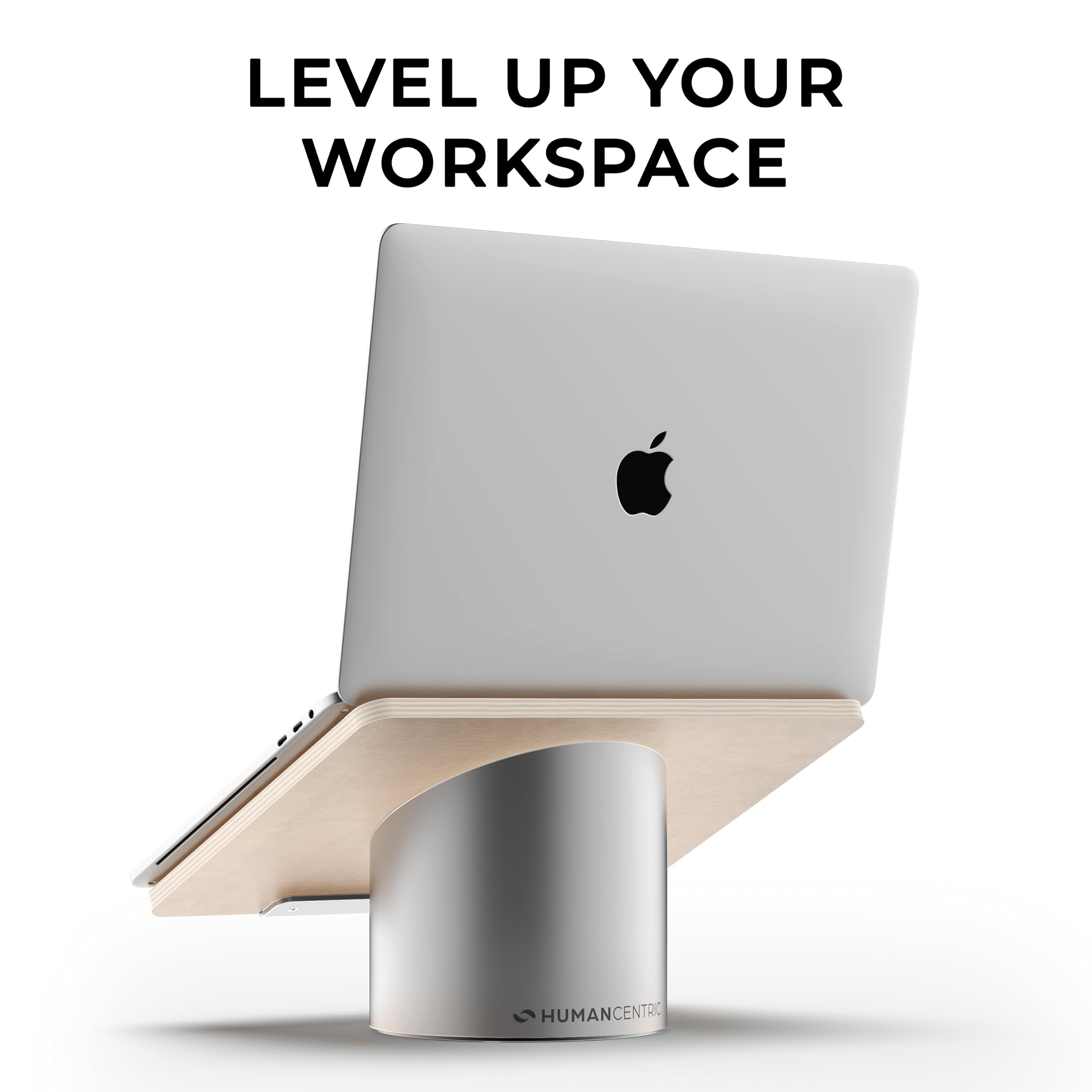 HumanCentric Laptop Stand for Desk β Laptop Riser for Desk in Space Gray Aluminum Compatible with MacBook Stand, Maple Wood Laptop Stand, Ergonomic Laptop Holder, Computer Stand for Laptop