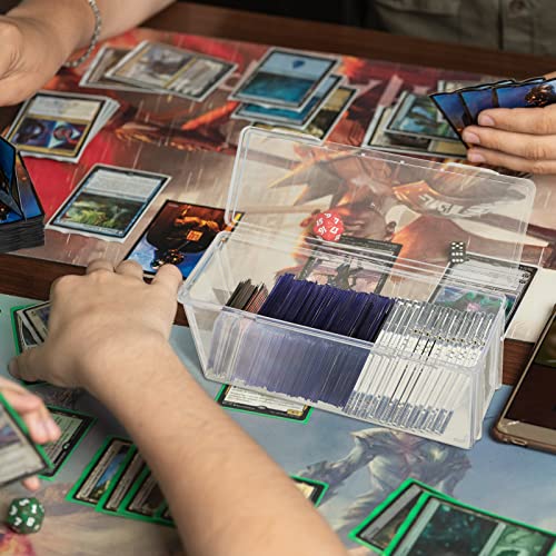 Lincia Deck Card Box Organizer Storage Compatible with MTG TCG 1100 Plus Plastic Trading Card Storage Box Hard Playing Card Case for Baseball Football Card Sleeves and Magnetic Card Holders (1)