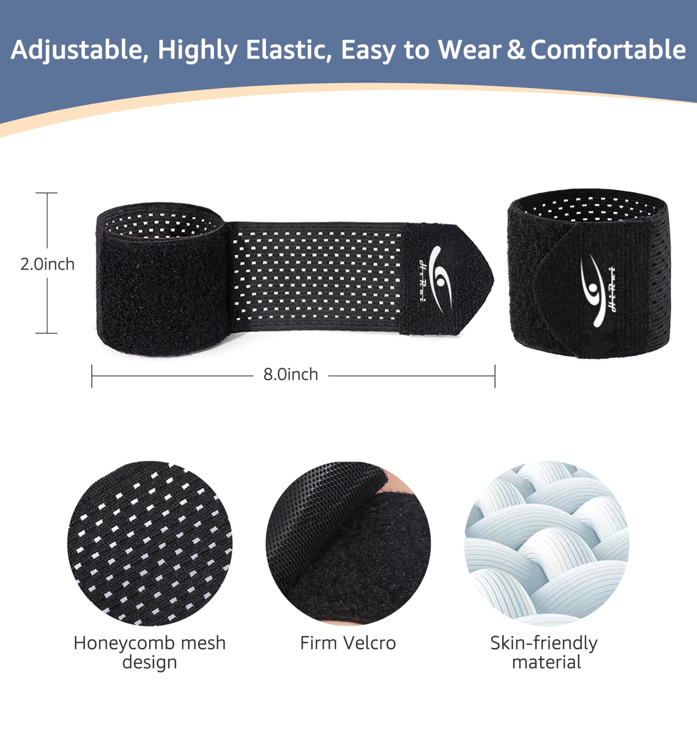 HiRui Wrist Compression Wraps, Wrist Brace Wrist Support for Sports, Mouse Hand, Mother's Hand, Carpal Tunnel Arthritis, Tendonitis - Premium Elastic & Breathable Mesh Fabric (Black, Medium)