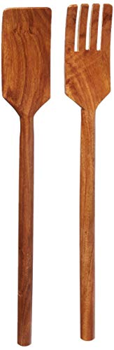 Godinger Wood Lined Boat Bowl with Salad Server, Silver