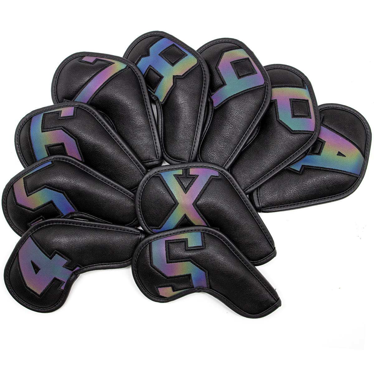 Golf Iron Covers 10pcs, Golf Iron Head Covers Leather Golf Iron Covers Set Colorful Golf Iron Headcovers,Golf Club Head Covers for Iron Customize & Non-Customiz