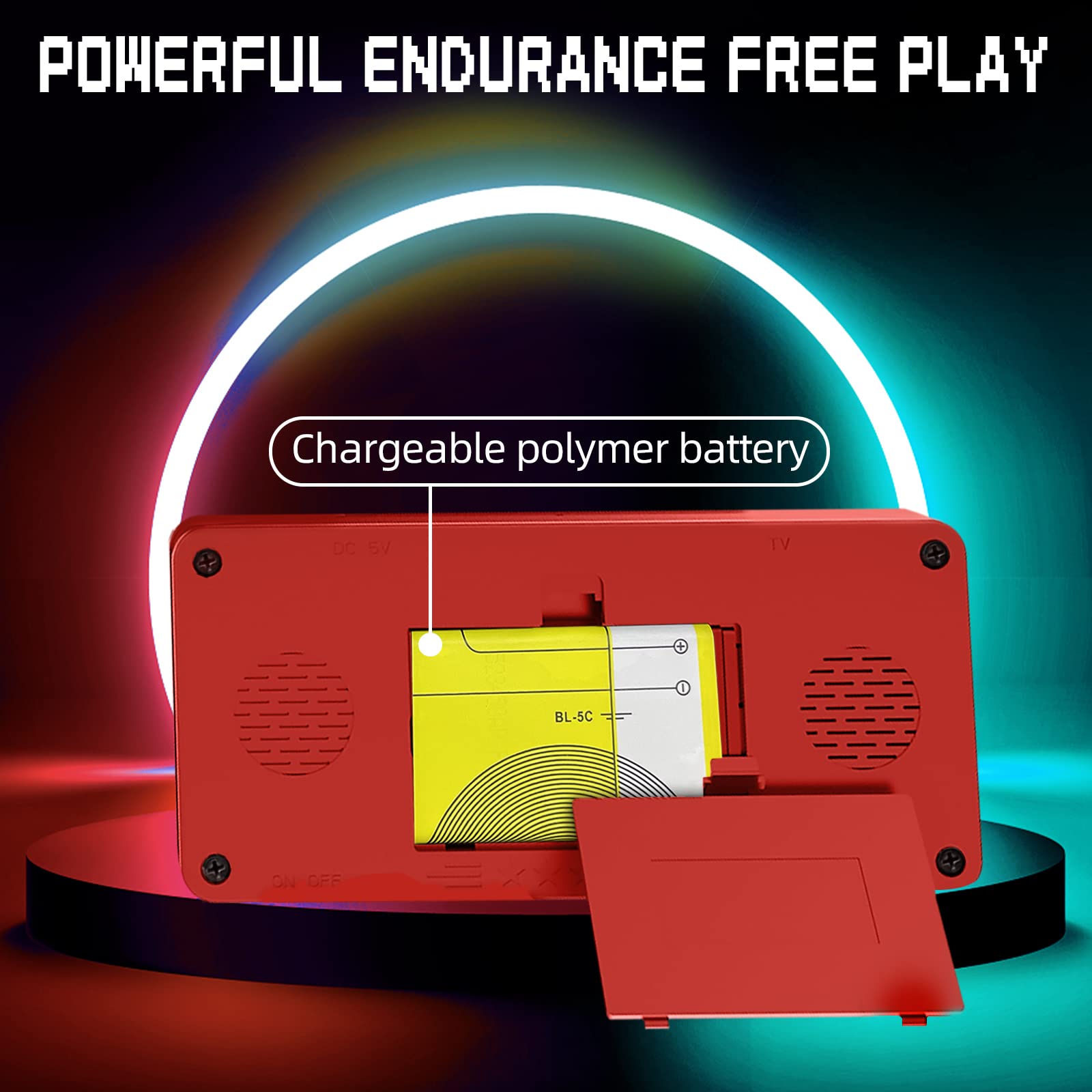 HAndPE Joystick Convenient to Hold Handheld Game Console, Retro Mini Game Player with 500 Classical FC Games Support for TV & Two Players, Rechargeable Battery, Present for Kids and Adult (Red)