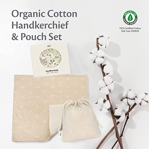 HANDMADE BY AVO- 100% Organic Gauze Handkerchiefs, Fabric Cloth Cotton Pouch (Sprout)