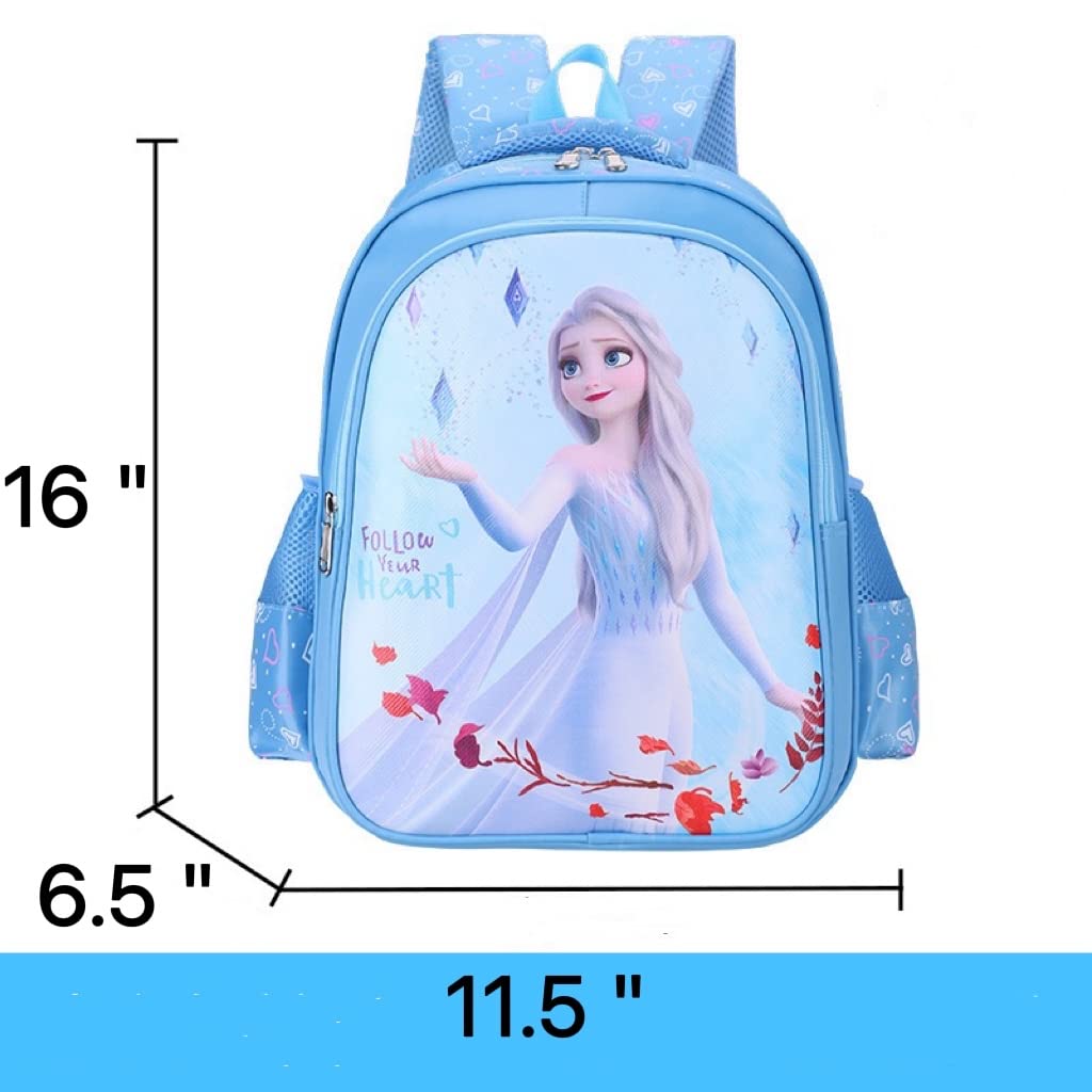 HONTUBS 16" Schoolbags, primary school students, girls, kindergarten girls, lightweight children‘s backpacks for grades (Sky blue 16")