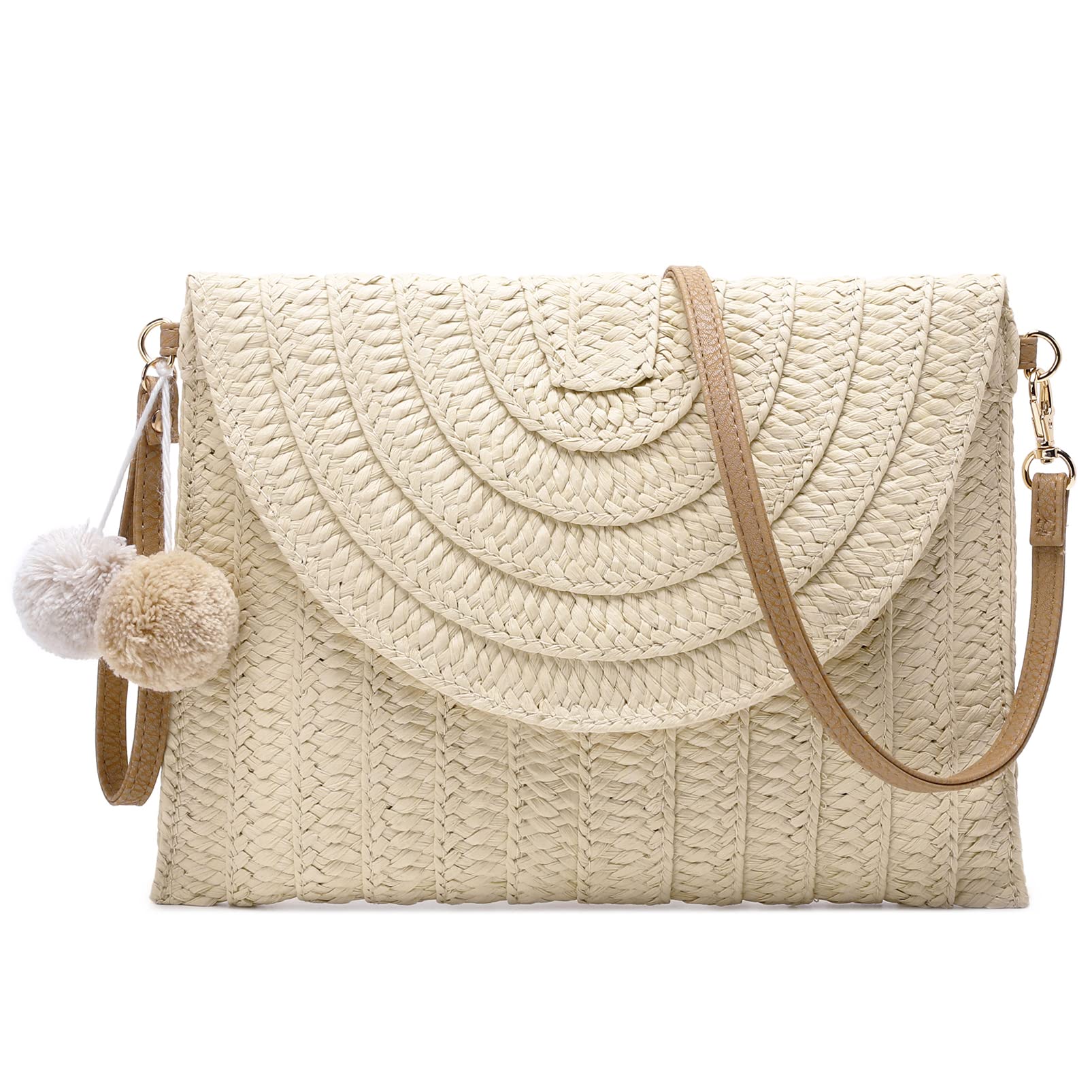 HROECHY Straw Clutch Purses for Women Beach Purse Envelope Bag Woven Crossbody Bags
