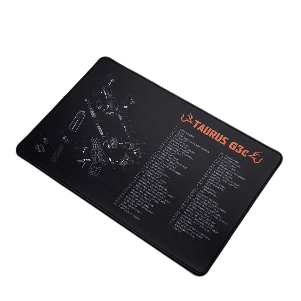 Gun Cleaning Rubber Mat for Taurus G2C G3C CZ P-10C with Parts Exploded View Diagram Instructions Gunsmithing Maintenance Protect Pad Oil Solvent Resistant Patches 9mm .40 Kit (G3C Mat)