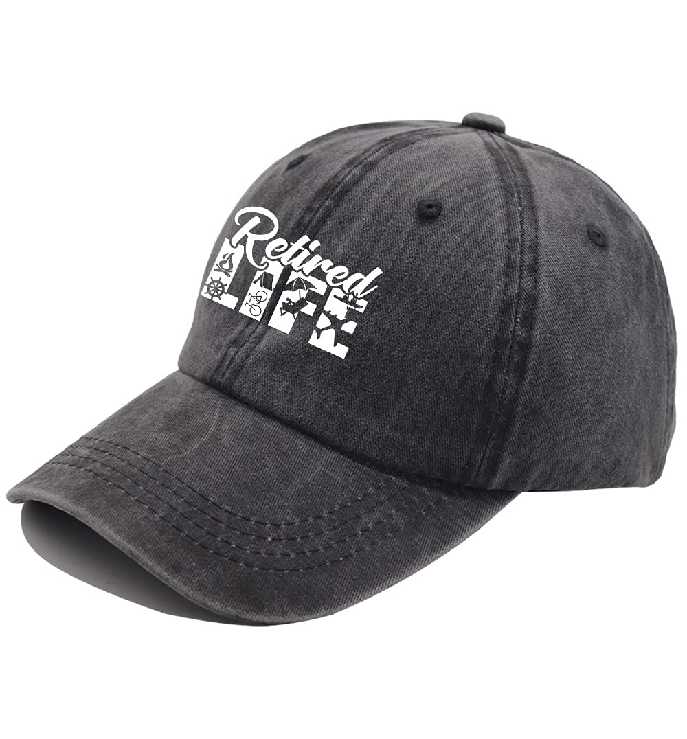 HHNLB Retired Life Hat, Adjustable Funny Retirement Baseball Cap for Retirees Men & Women Gray
