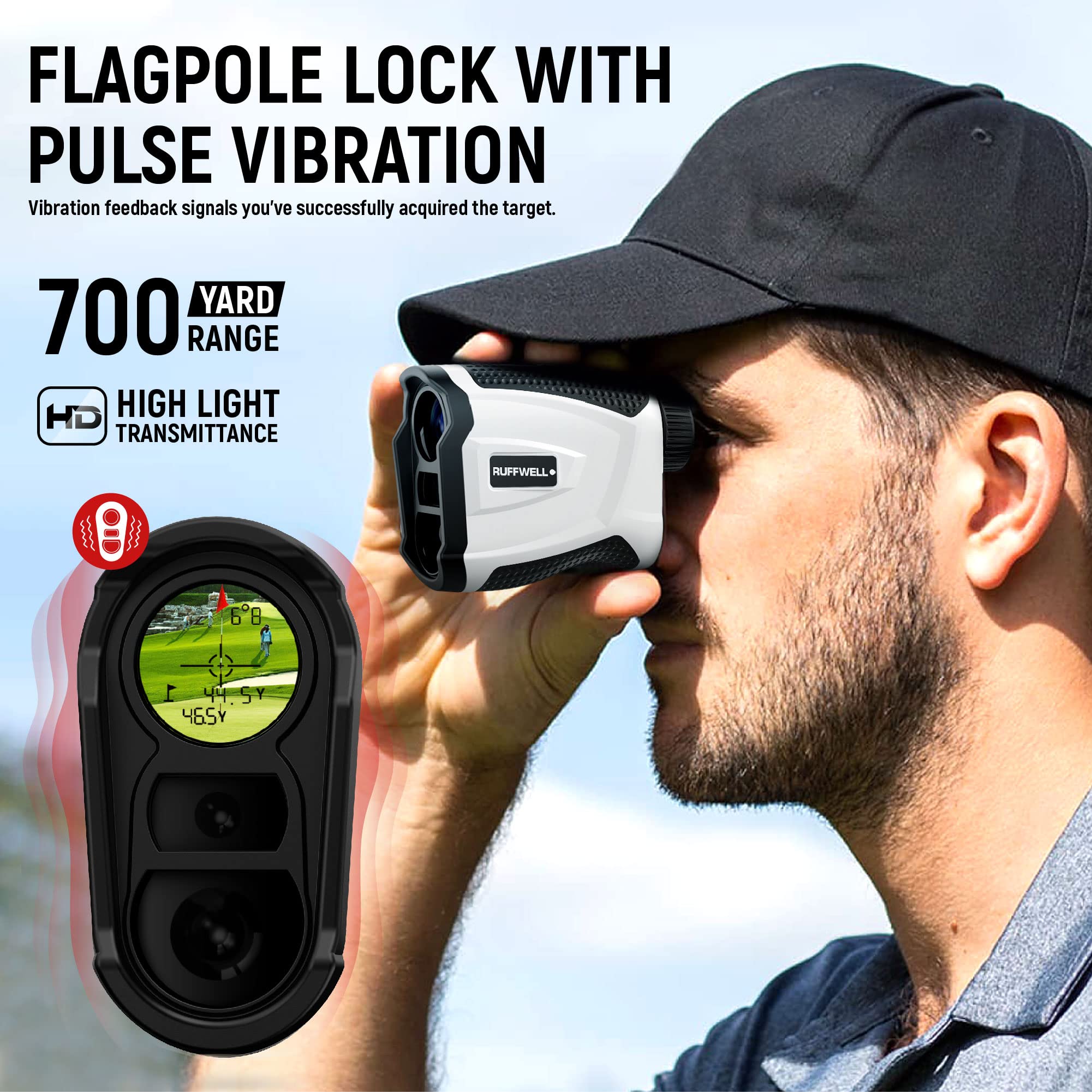 Golf Rangefinder 6.5X Laser Rangefinder High Transmittance Rangefinder Independent Ranging with Three Modes,Distance Measurement, Slope Compensation,Speed Modes,High Portable,with Golfing,Hunting