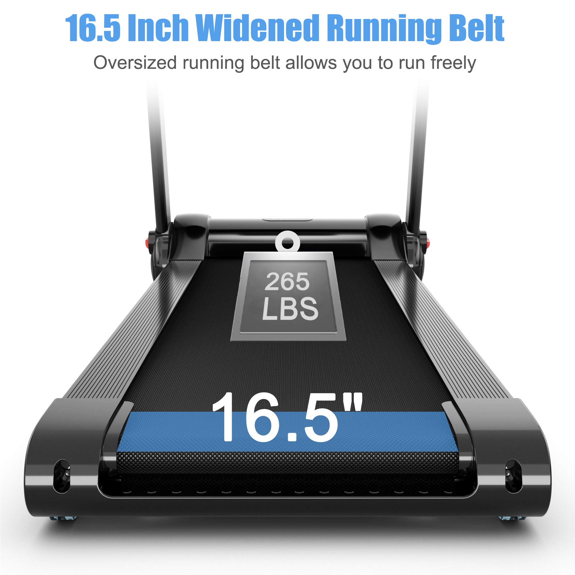 GYMAX Folding Treadmill, 2.25HP Electric Motorized Running Walking Machine with LED Touch Screen, Portable Cardio Workout Treadmill for Home Gym Office (Black)