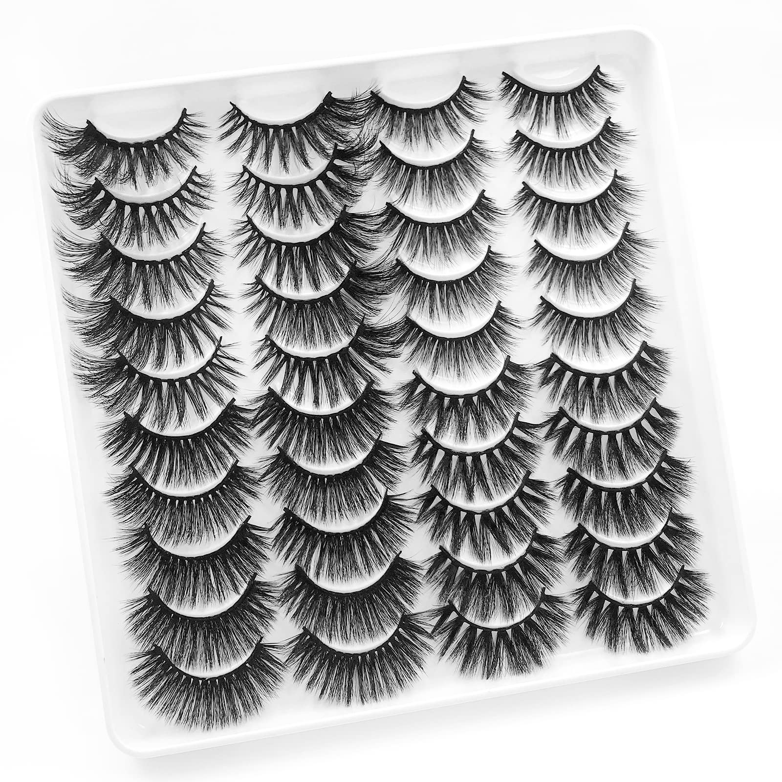 IFLOVEDEKD 20 Pairs Long Lashes Mink 4 Styles Reusable Strip Lashes 100% Handmade 3D Fake Lashes Fluffy False Eyelashes Thick Eyelashes Dramatic Fake Eye Lashes Pack Soft Strip Lashes Multipack