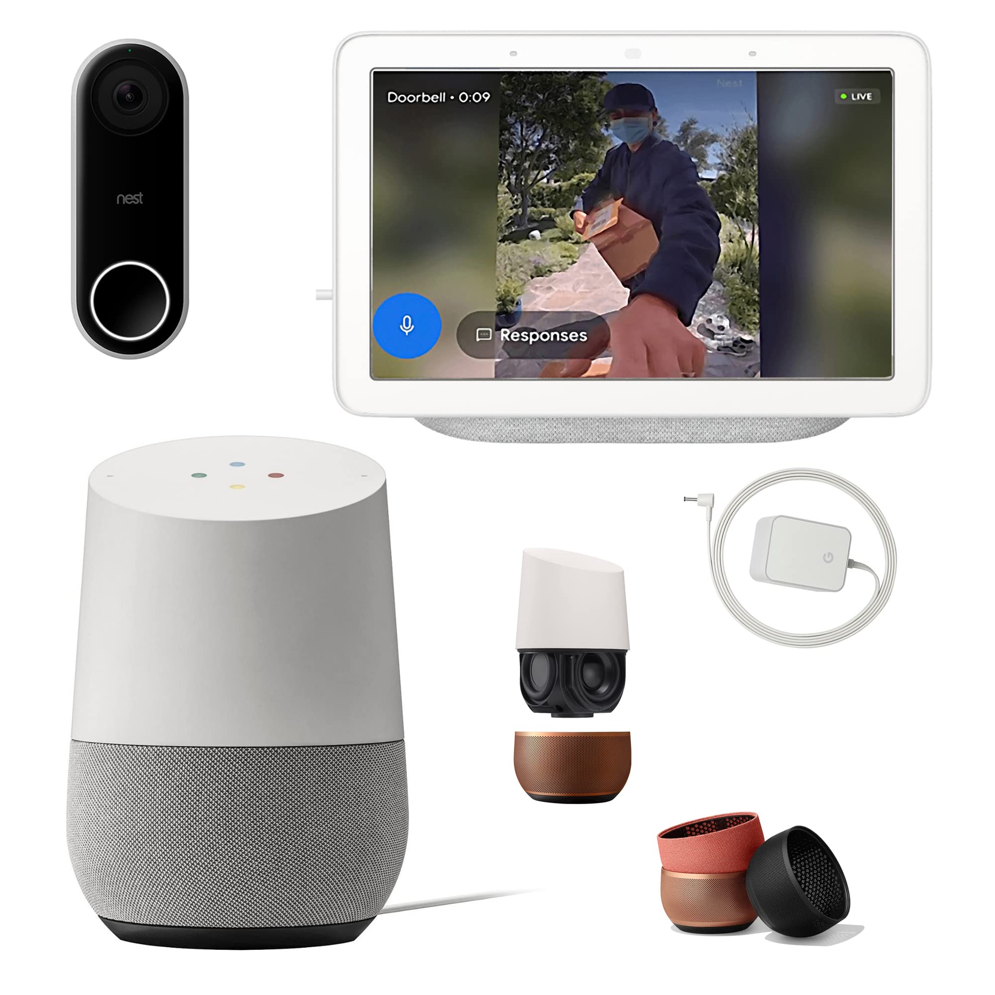 Google Nest (Wired) Wi-Fi Video Doorbell with Audio Speaker and Power Adapter Bundle