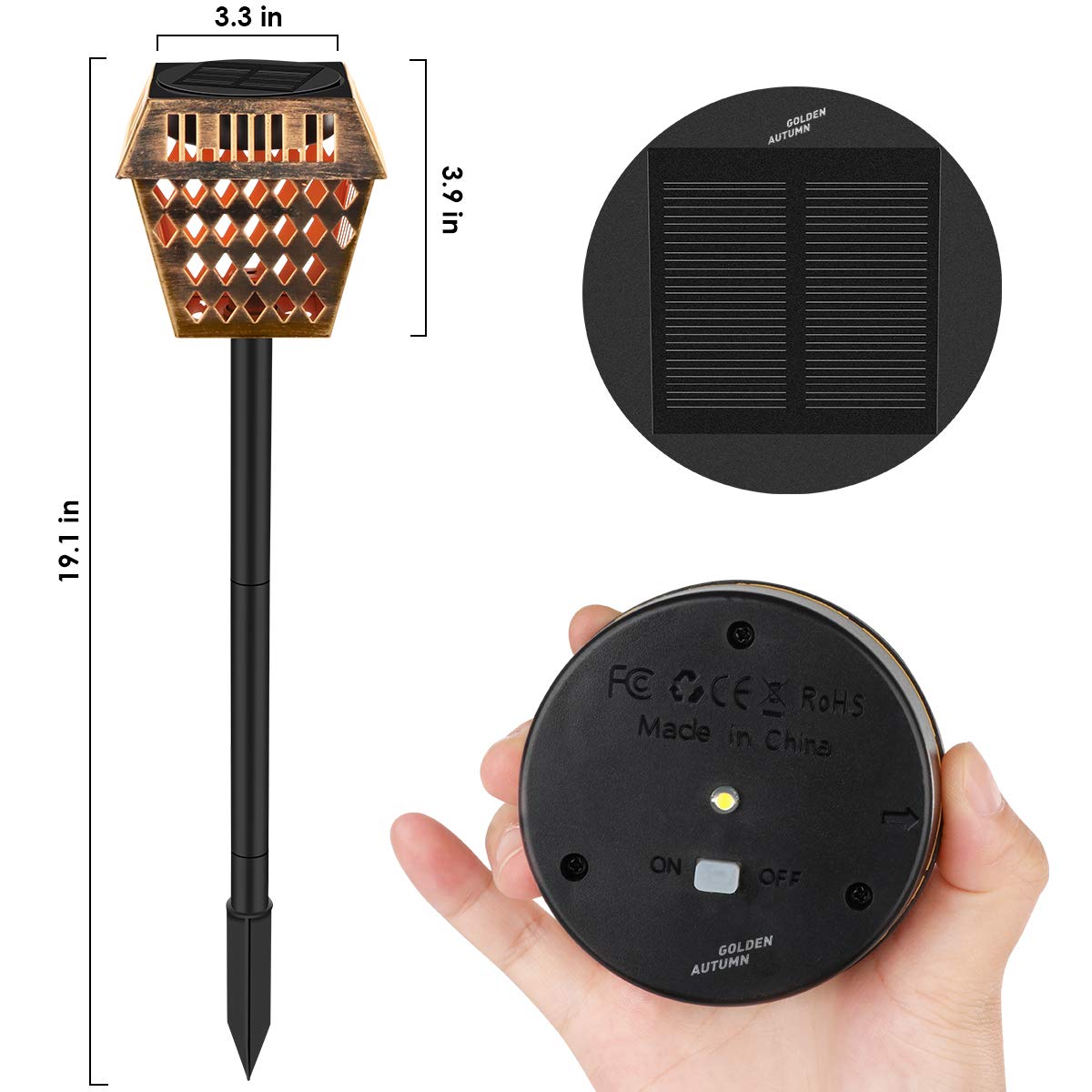 GOLDEN AUTUMN Solar Pathway Lights,Garden Solar Lights,Outdoor Lights Solar Powered,Solar Lights Outdoor, Used for Sidewalks, driveways, terraces. 6PACKF