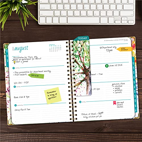 HARDCOVER Academic Year 2023-2024 Planner: (June 2023 Through July 2024) 8.5"x11" Daily Weekly Monthly Planner Yearly Agenda. Bookmark, Pocket Folder and Sticky Note Set (Tree Seasons)