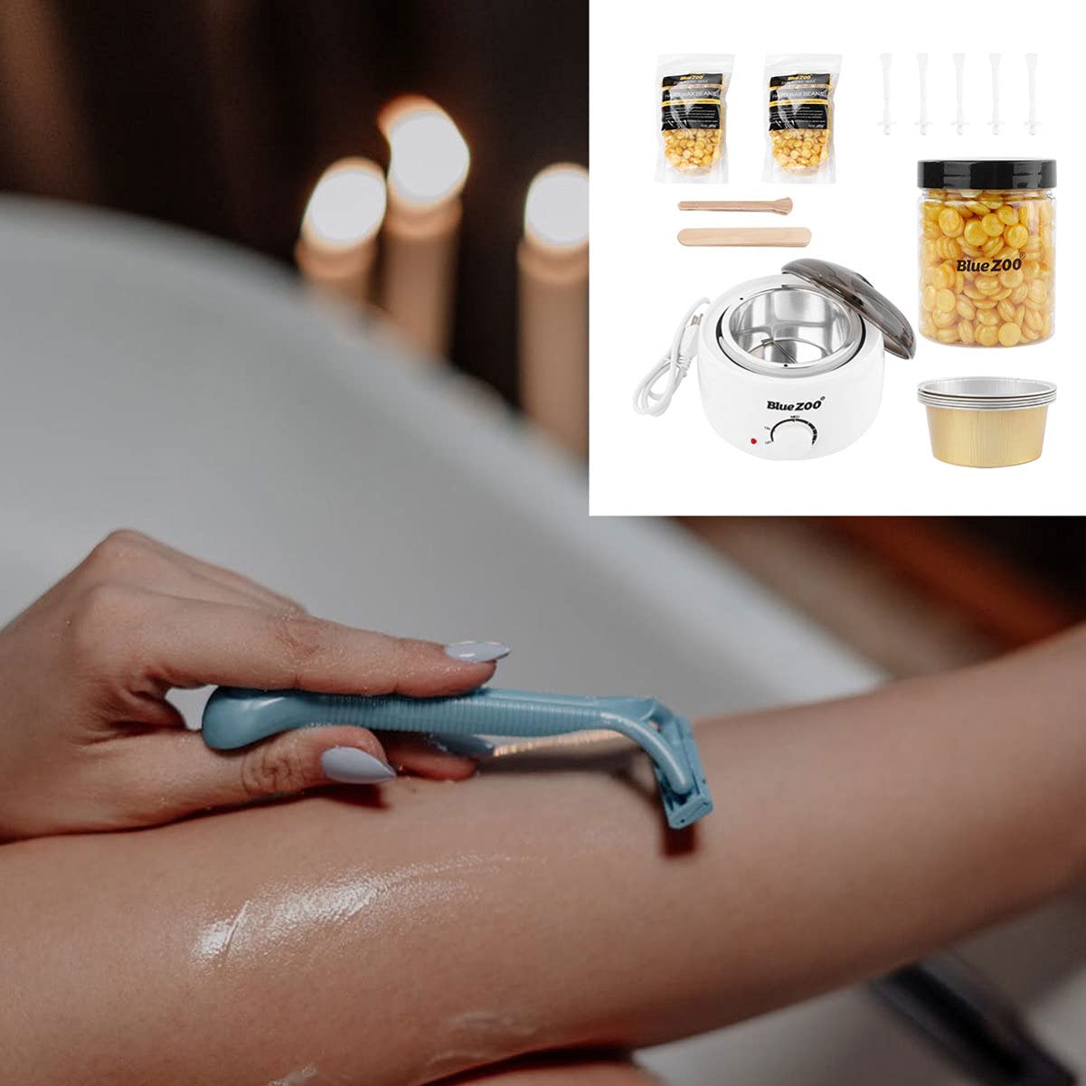 HEALLILY Wax Warmer Hair Removal Wax Kit 7Pcs Waxing Kit for Women Include Wax Beans for Face Eyebrow Legs