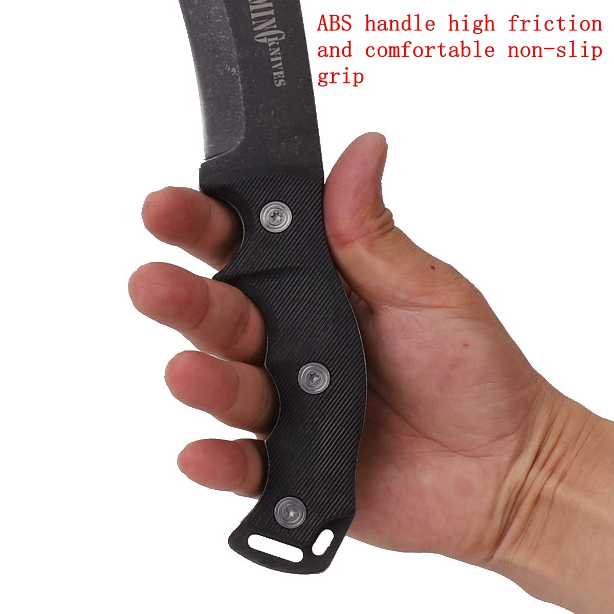 HAOMING Full Tang Recurve Tactical Bowie with Sheath Hunting Knife for Outdoor tool