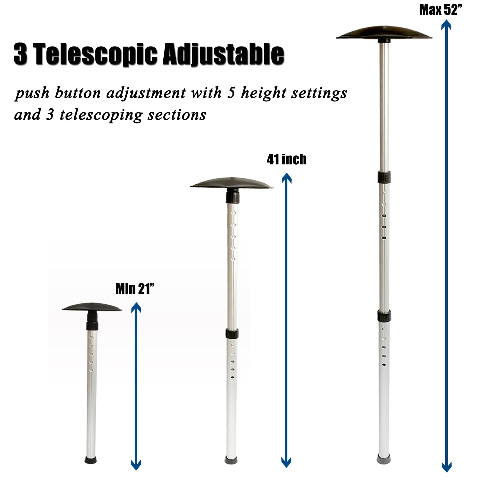 Golf Travel Bag Support Rod - Aluminum Telescopic Golf Club Support System Pole, Outdoor Sport Accessories,Adjustable, Max to 52" L