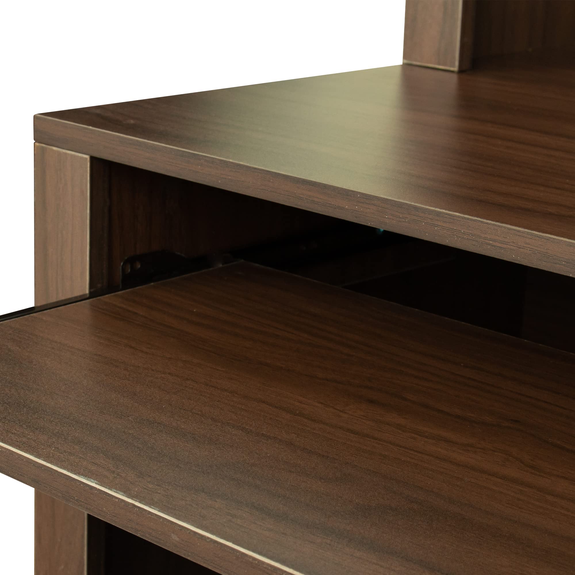 GINGVAT Hutch Style Home Computer Desk with Shelves and 3 Large Drawers,Slid Keyboard Tray,for Study, Bedroom, Living Room and Office, Walnut